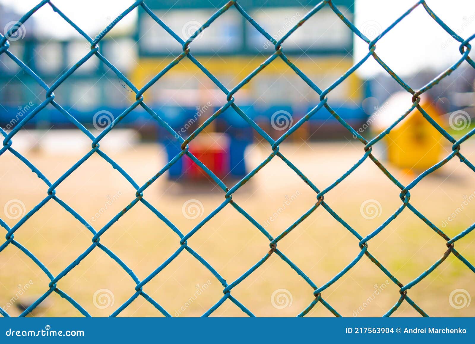 Chain-link of Blue Color Close-up, Background is Blured Stock Photo ...