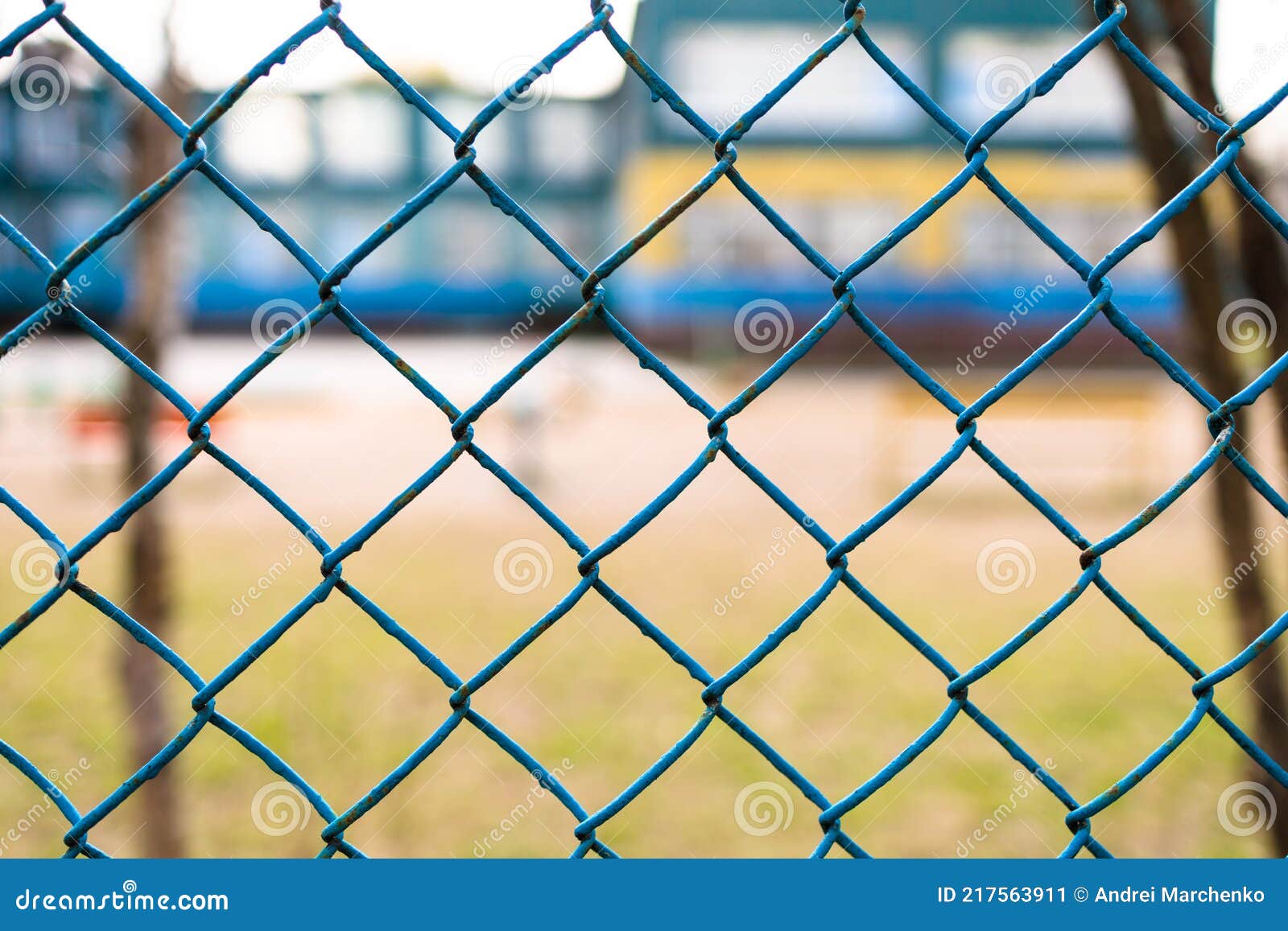 Chain-link of Blue Color Close-up, Background is Blured Stock Image ...