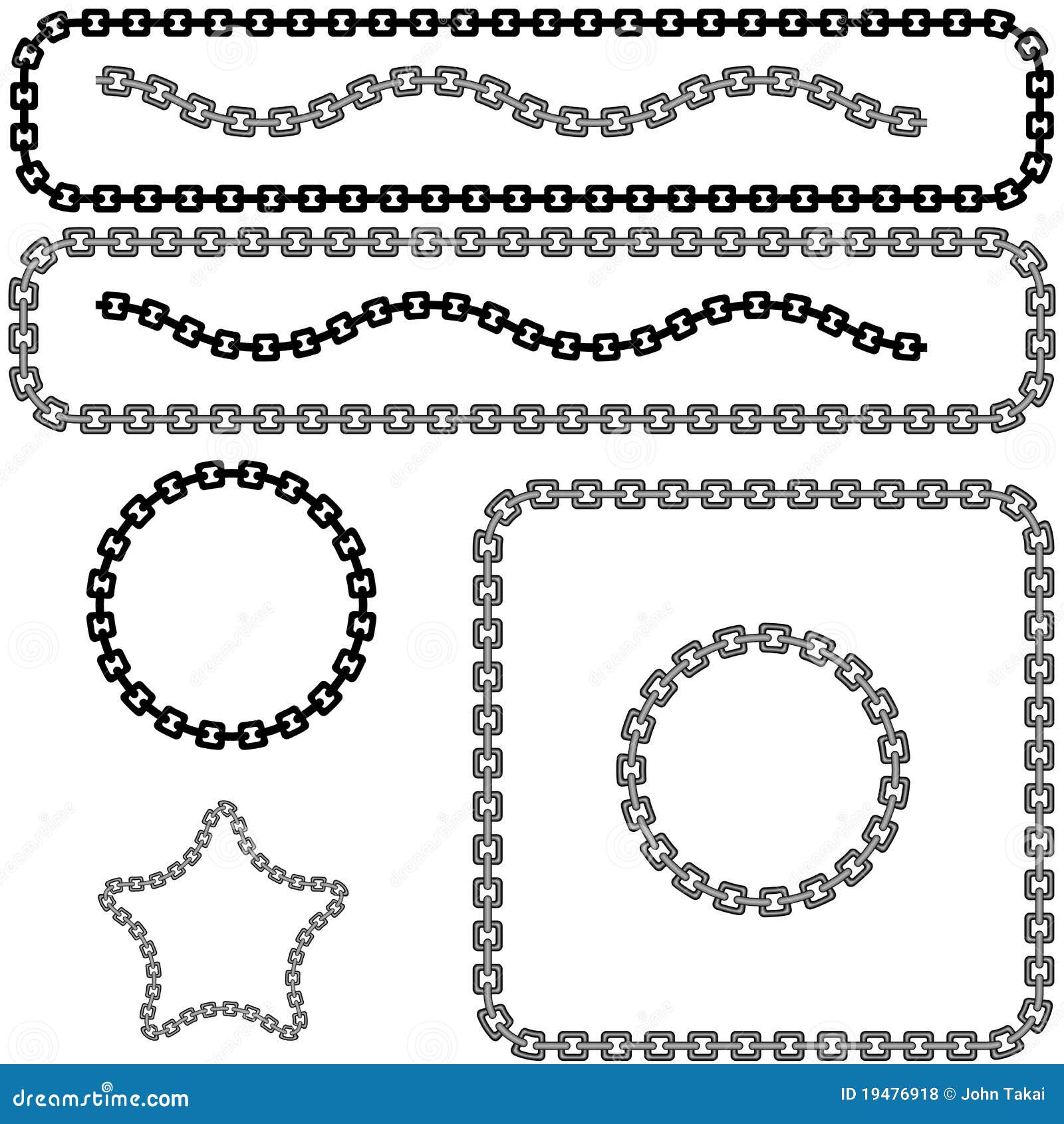 Chain Link Design Element Set Stock Vector - Illustration of gray ...