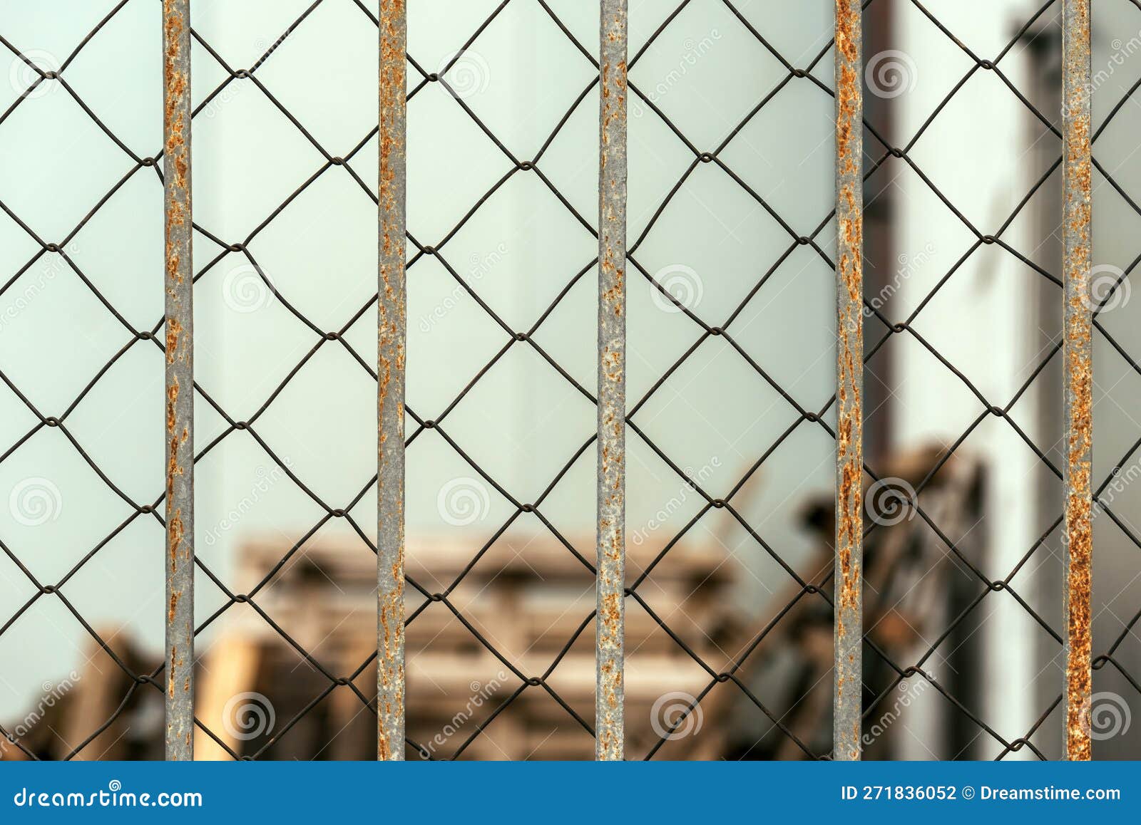 Chain Link Diamond Pattern Wire Fence and Worn Metallic Bars Stock ...