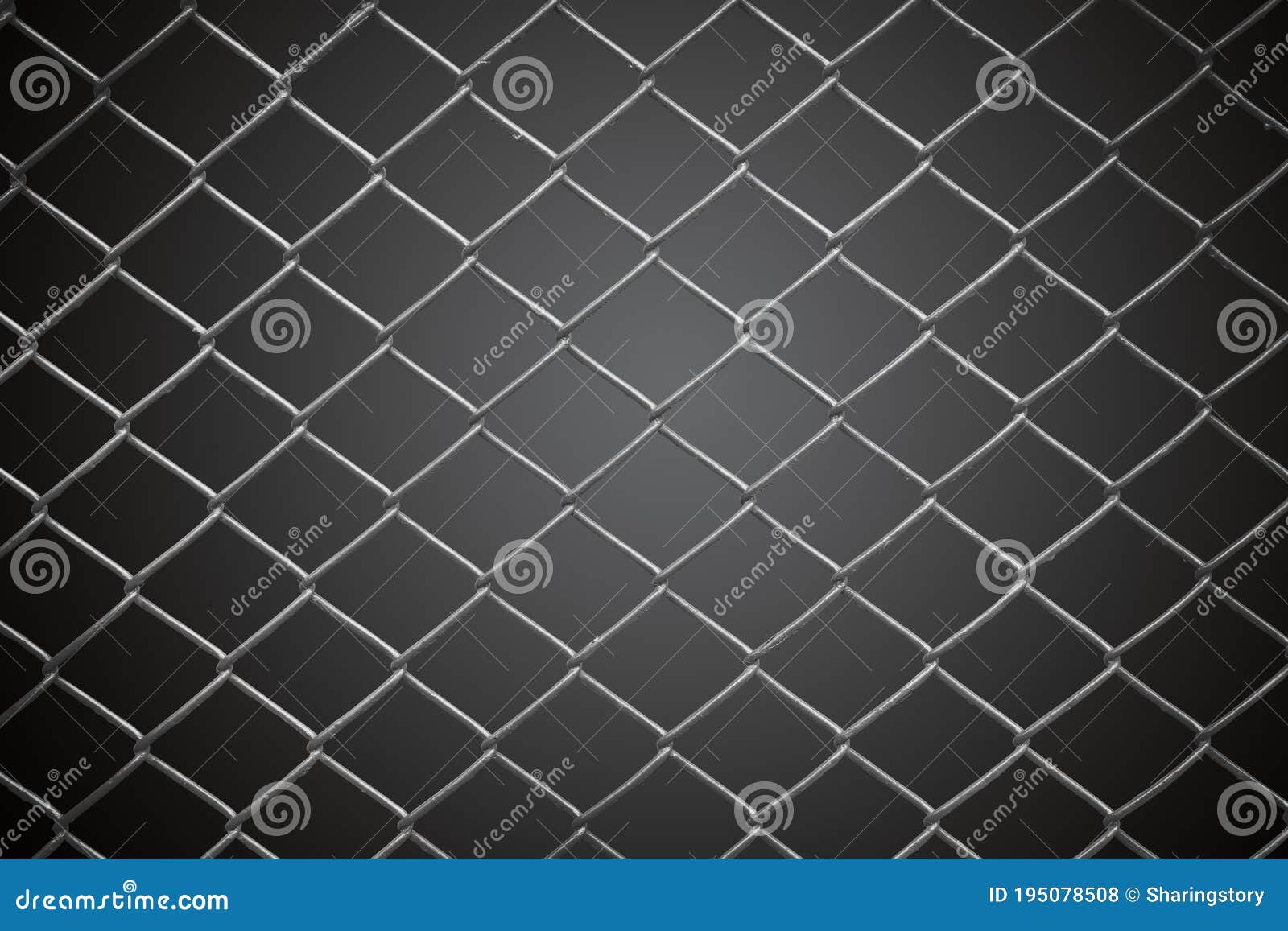 Chain Link Fence with Black Background Stock Photo - Image of border ...