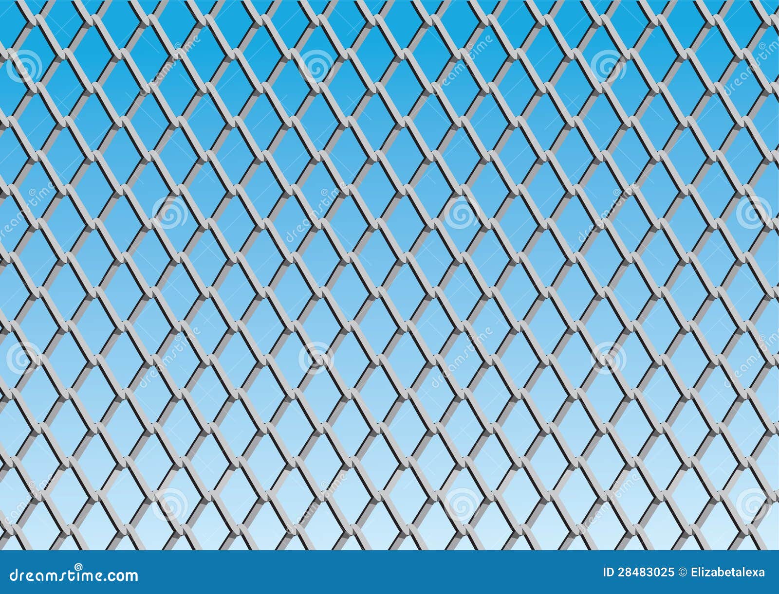Chain Link Fence with Blue Sky Background Stock Vector - Illustration ...