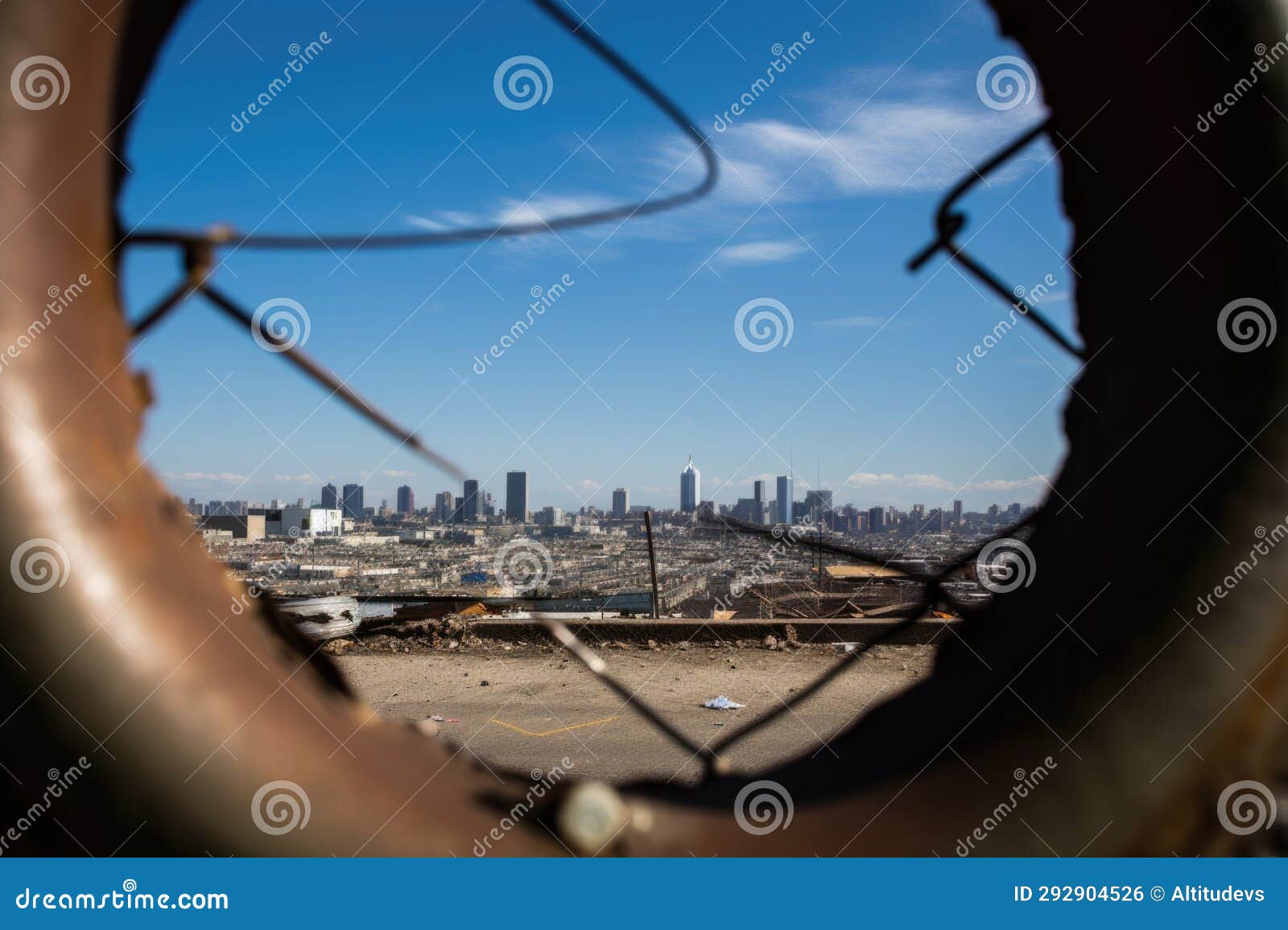 Chain-link Fence with Hole Against a Skyline Stock Photo - Image of ...