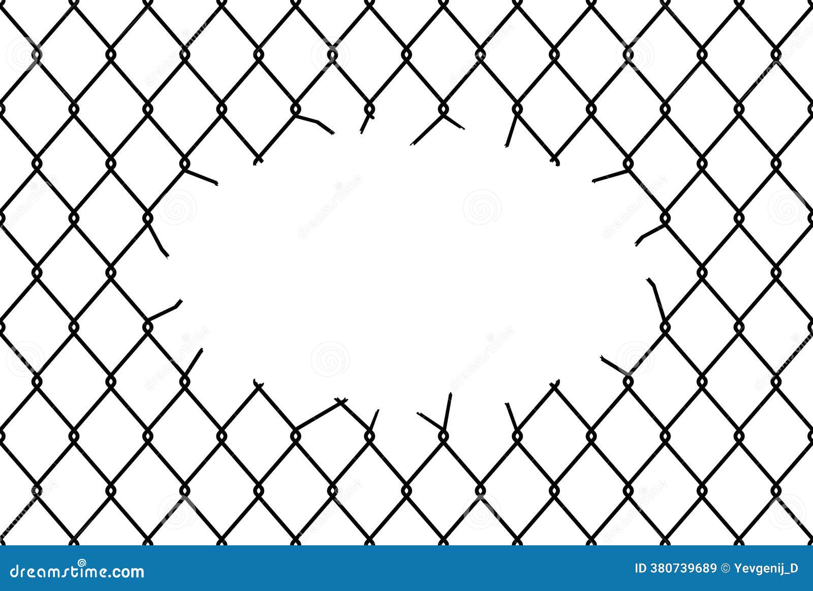 Broken Wire Mesh Fence. Rabitz Or Chain Link Fence With Cut Hole. Torn ...