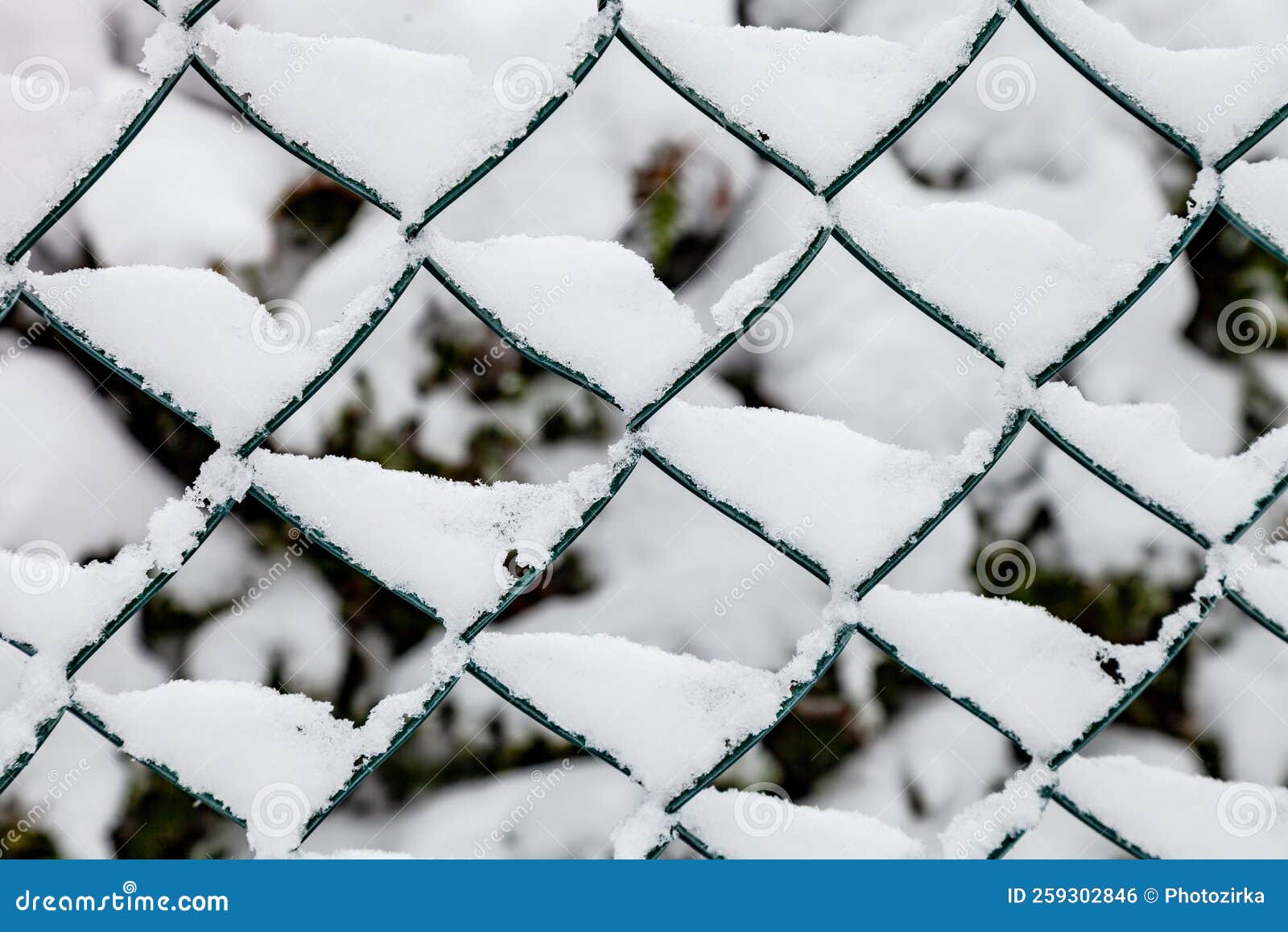Chain Link Fence with Snow Background in Wintertime Stock Photo - Image ...