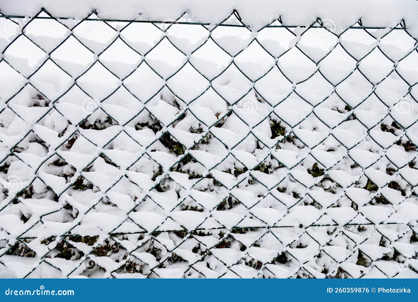 Chain Link Fence with Snow Background in Wintertime Stock Photo - Image ...