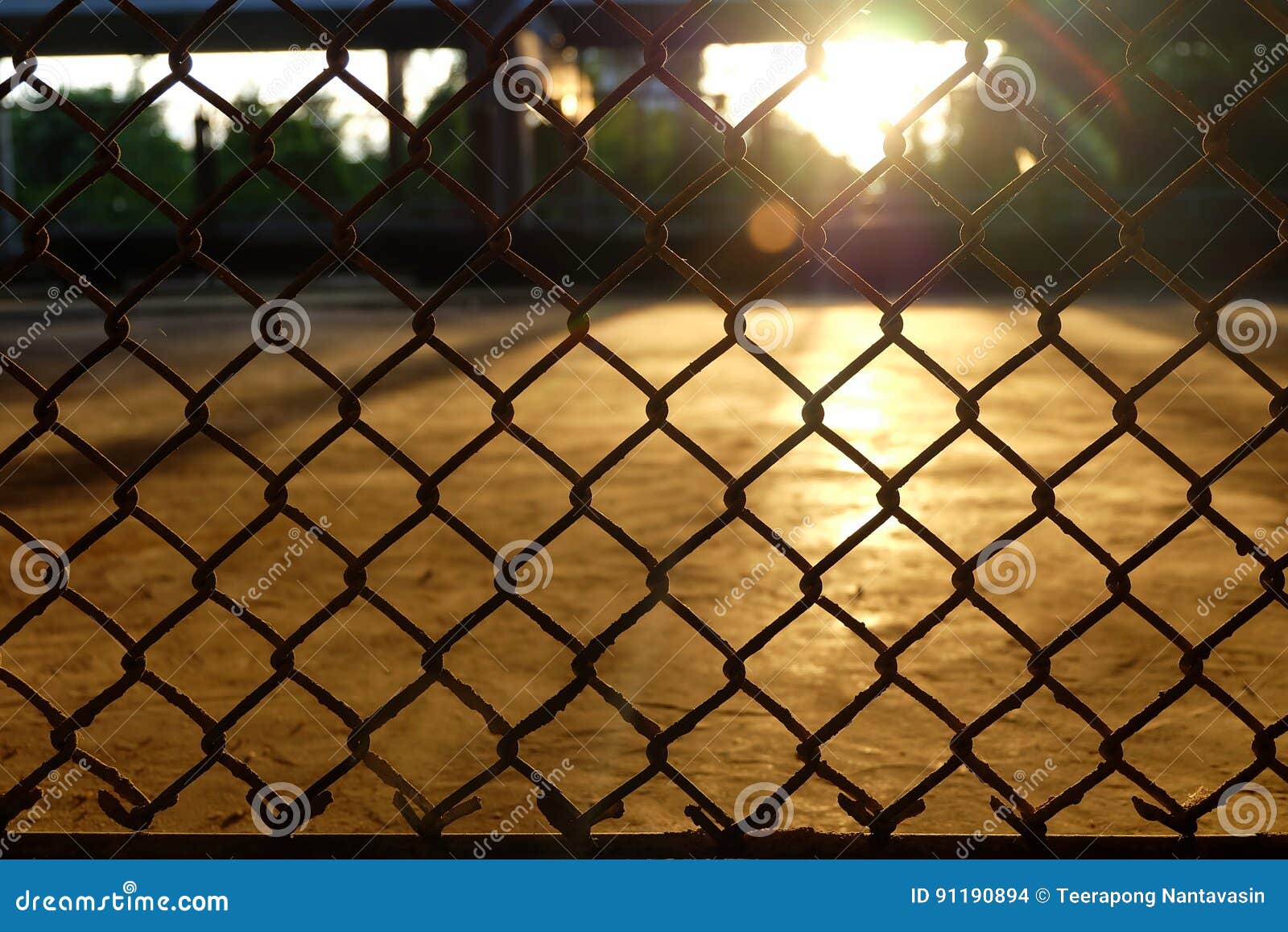 Chain Link Fence. stock photo. Image of light, abstract - 91190894