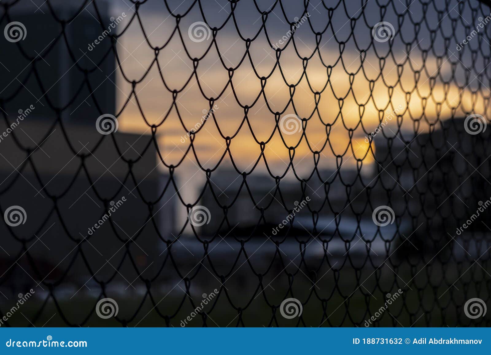 Chain Link Fence on a Sunset Background Stock Photo - Image of outdoor ...