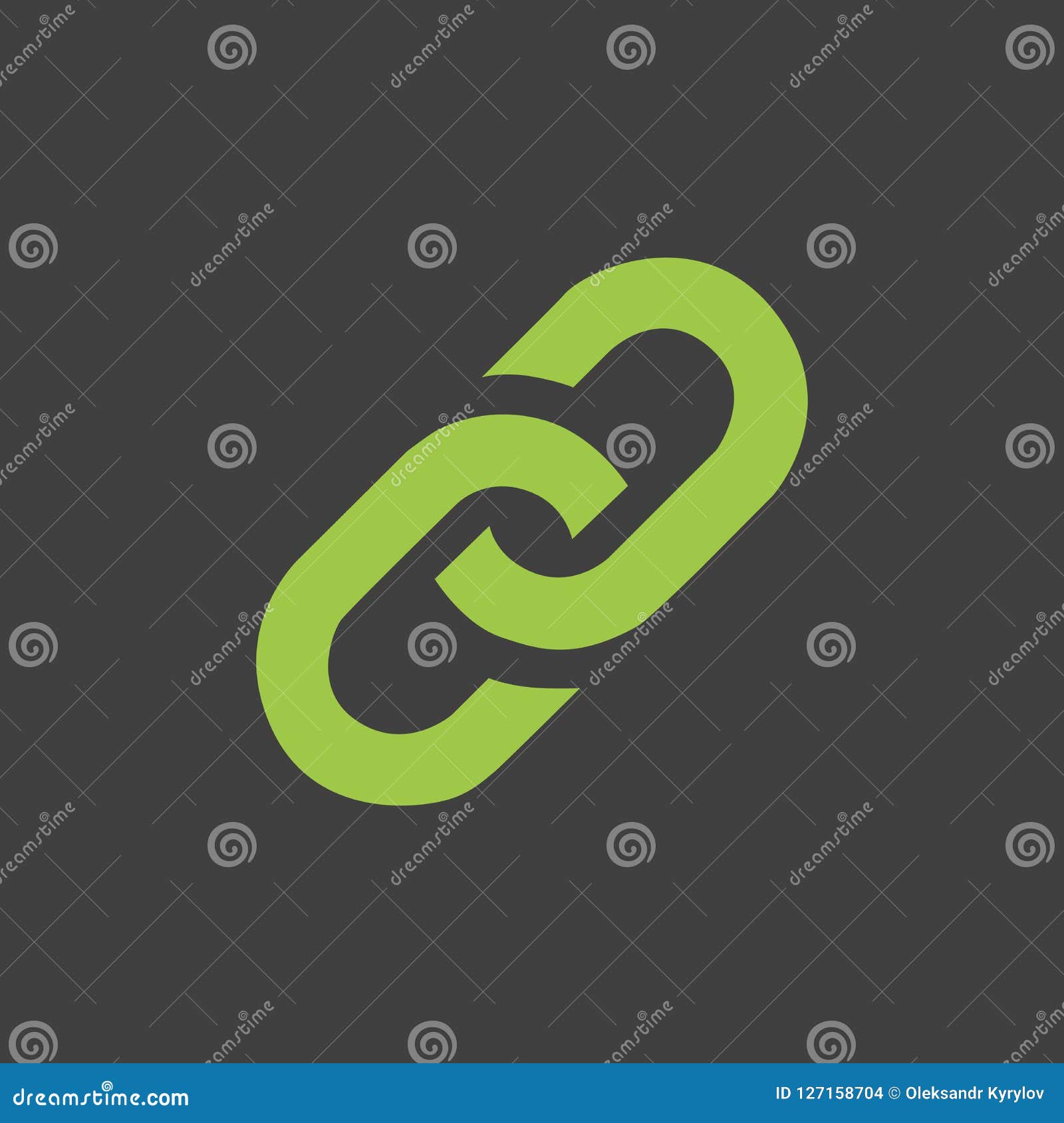 Chain, Link Flat Green Icon Vector Illustration Isolated on Grey ...