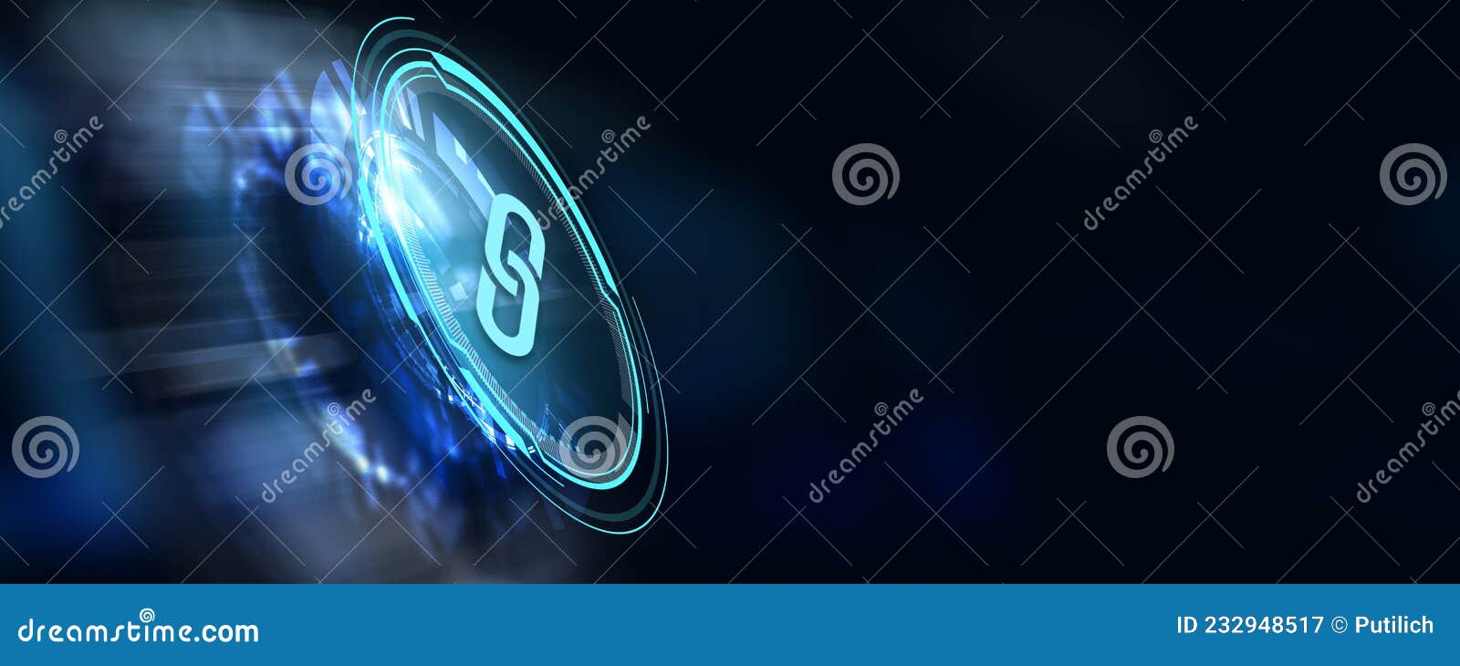 Chain Link Icon on Abstract Blue Background. Hyperlink Chain Symbol ...