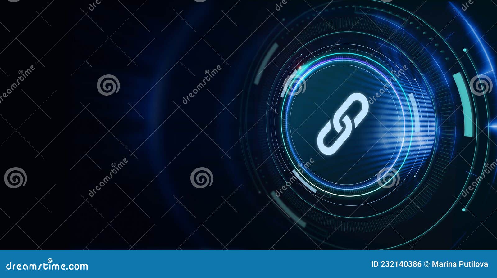 Chain Link Icon on Abstract Blue Background. Hyperlink Chain Symbol ...