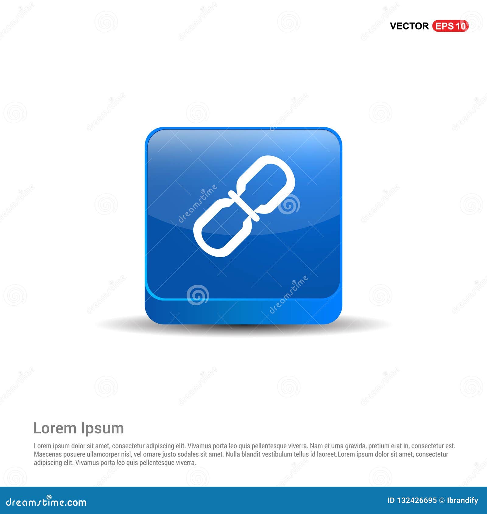 Chain Link Icon - 3d Blue Button Stock Vector - Illustration of black ...