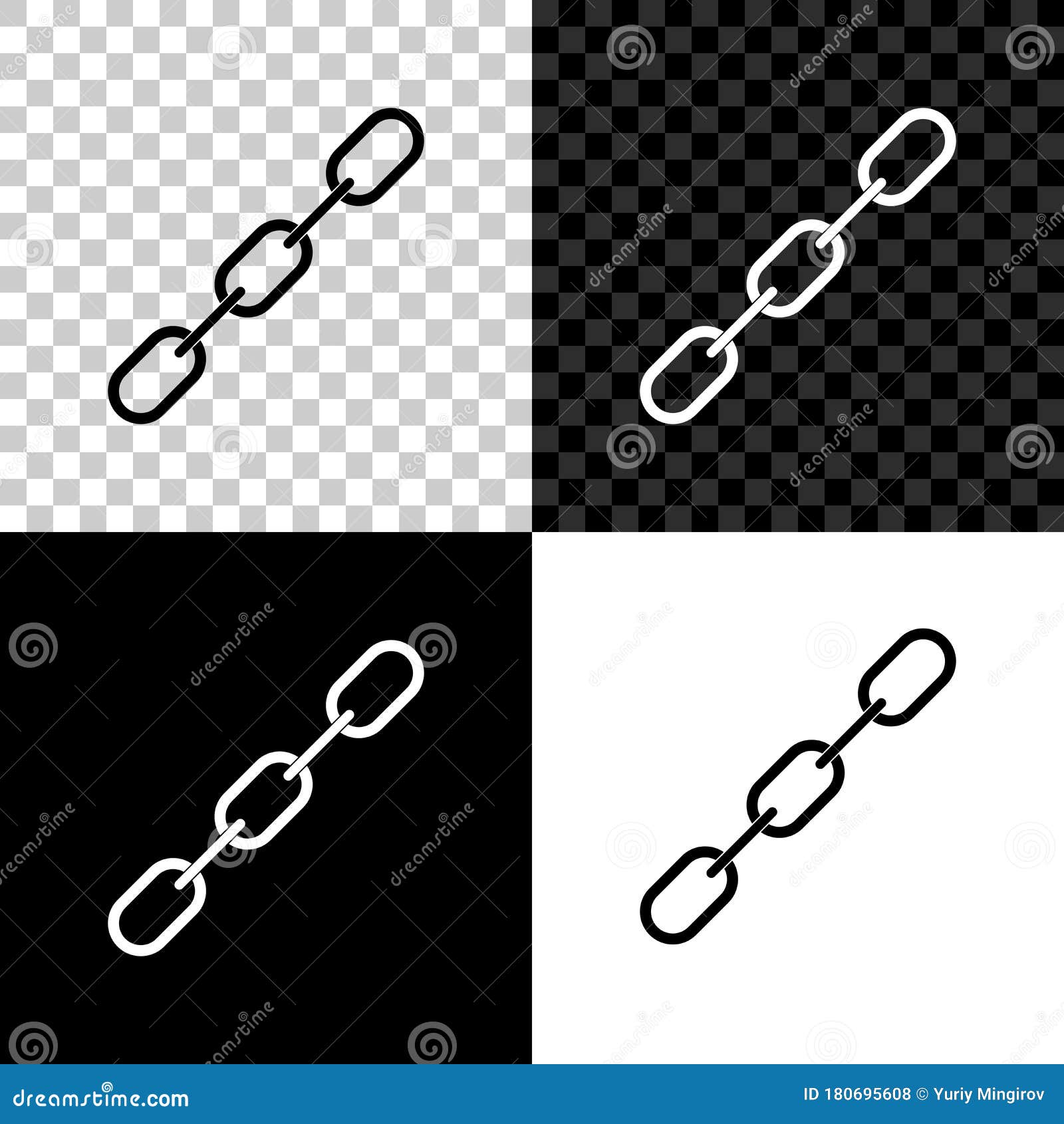 Chain Link Icon Isolated on Black, White and Transparent Background ...