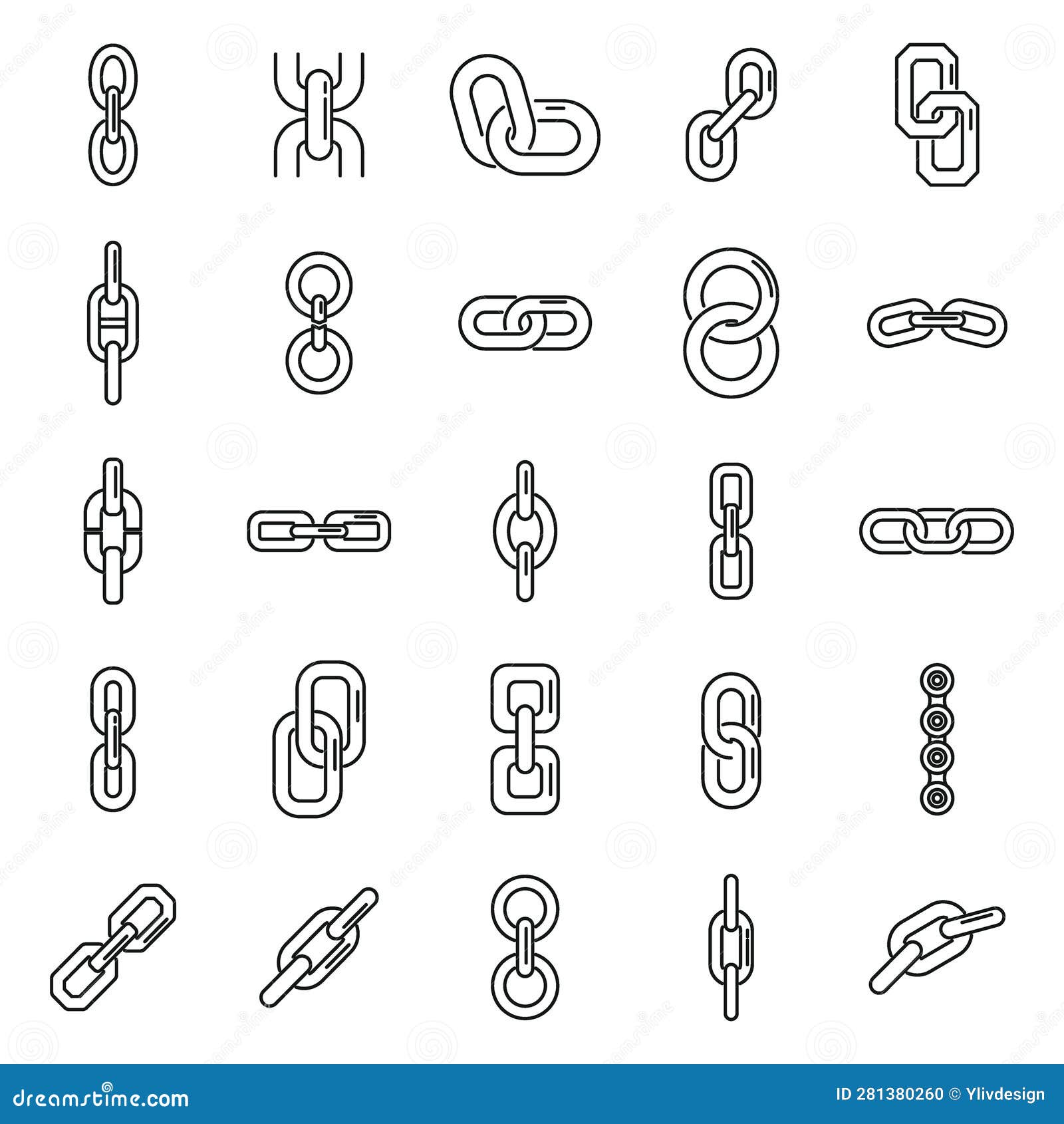 Chain Link Icons Set Outline Vector. Bike Link Stock Vector ...
