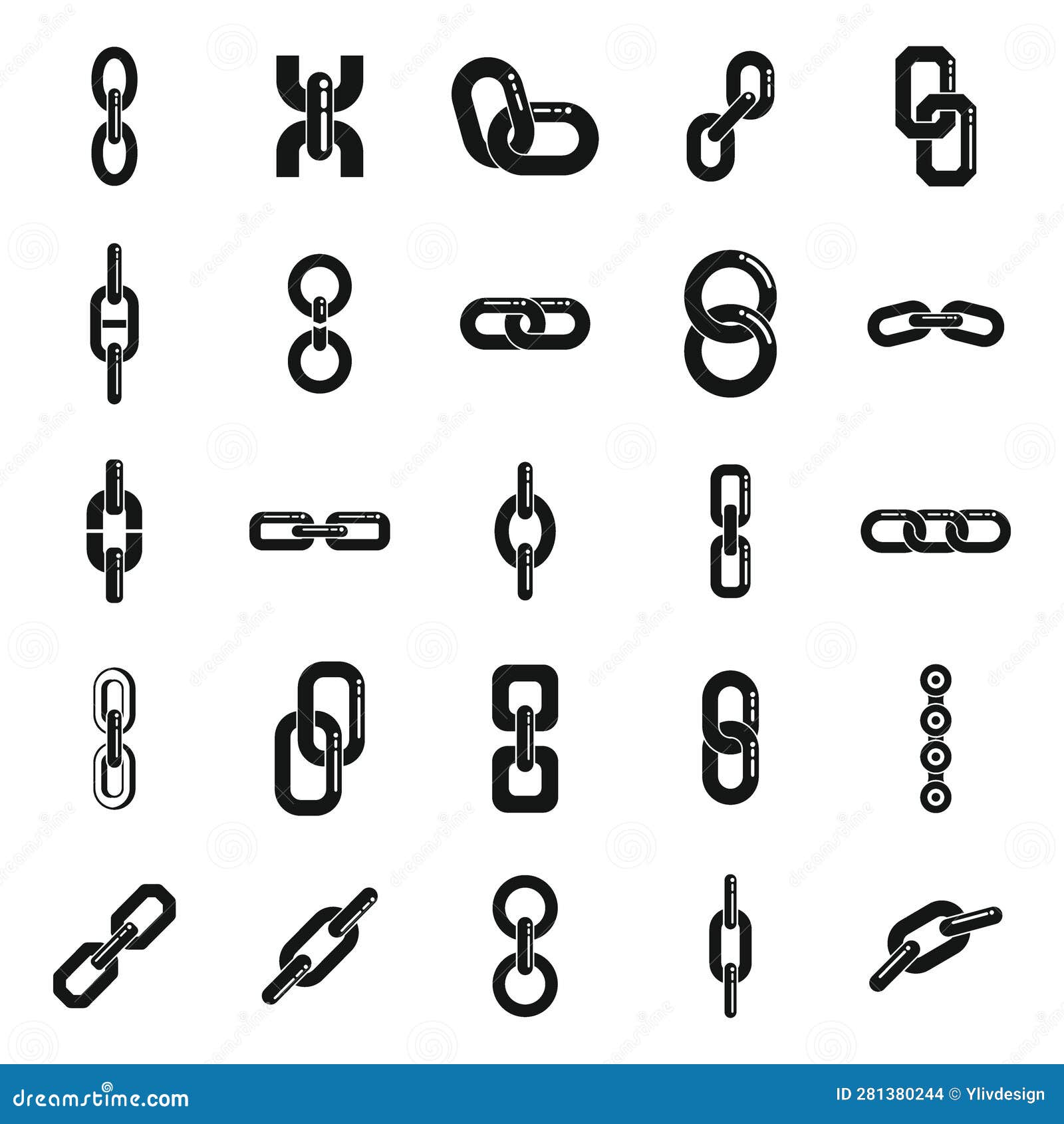 Chain Link Icons Set Simple Vector. Bike Link Stock Vector ...