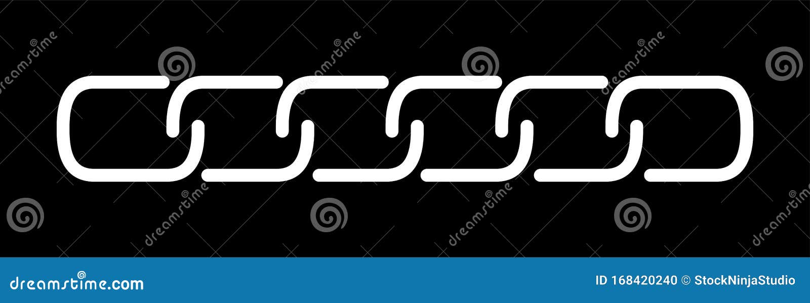 Chain Link Line on Black Background. Black Flat Style Vector ...