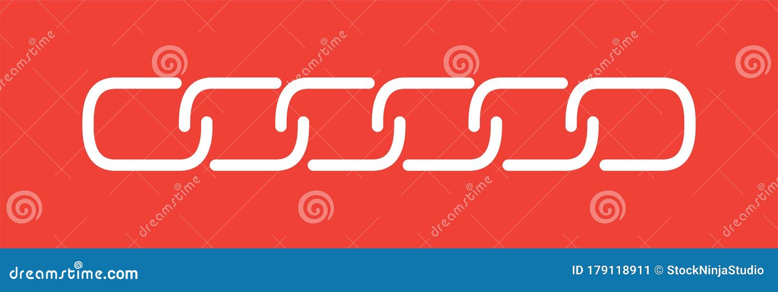 Chain Link Line on Red Background. Red Flat Style Vector Illustration ...