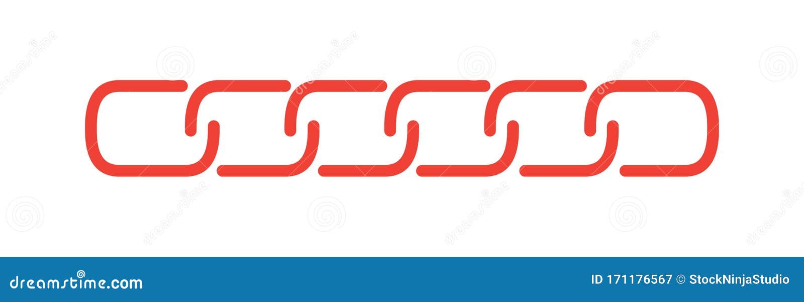 Chain Link Line Red on White Background. Red Flat Style Vector ...