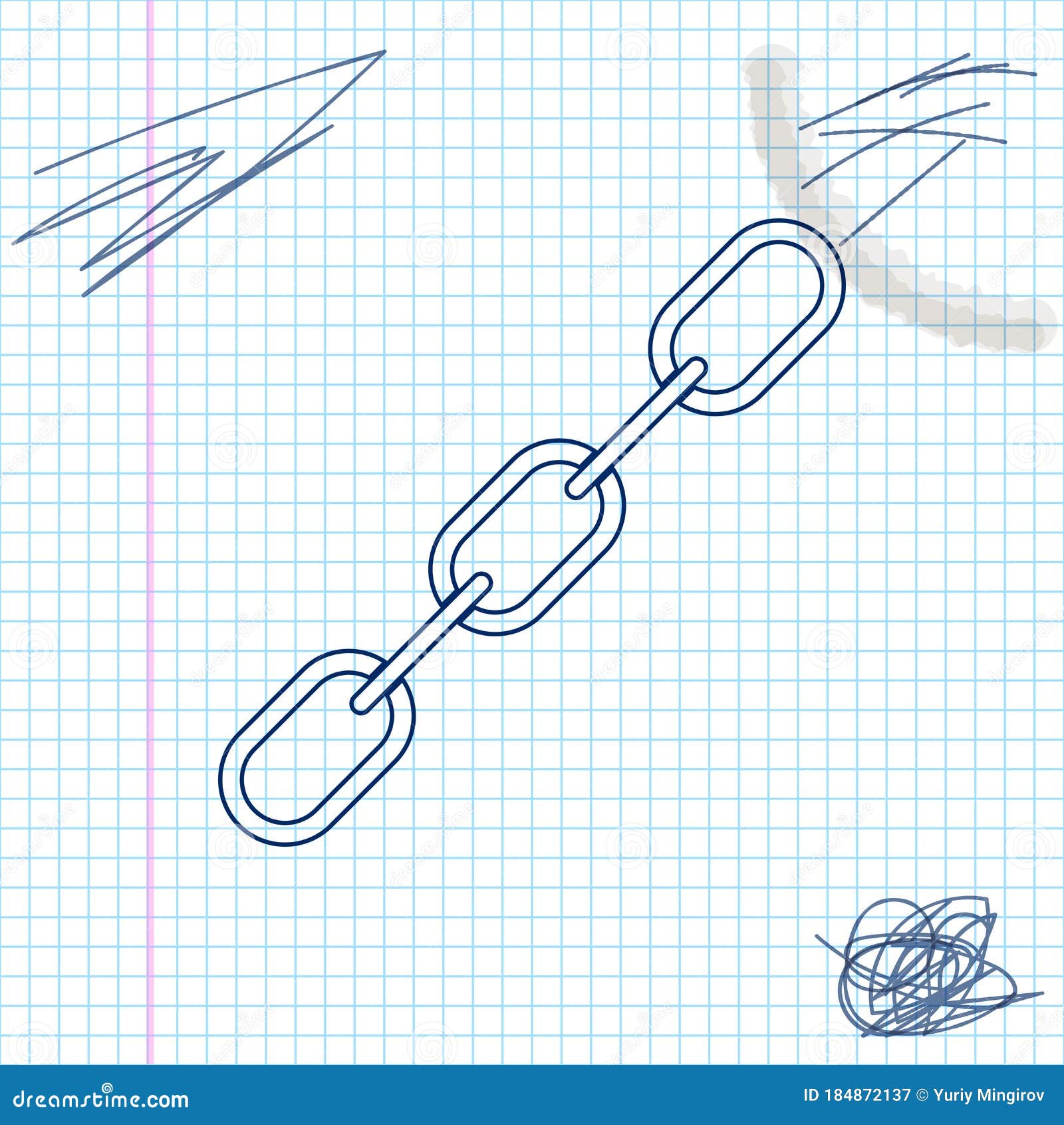 Chain Link Line Sketch Icon Isolated on White Background. Link Single ...