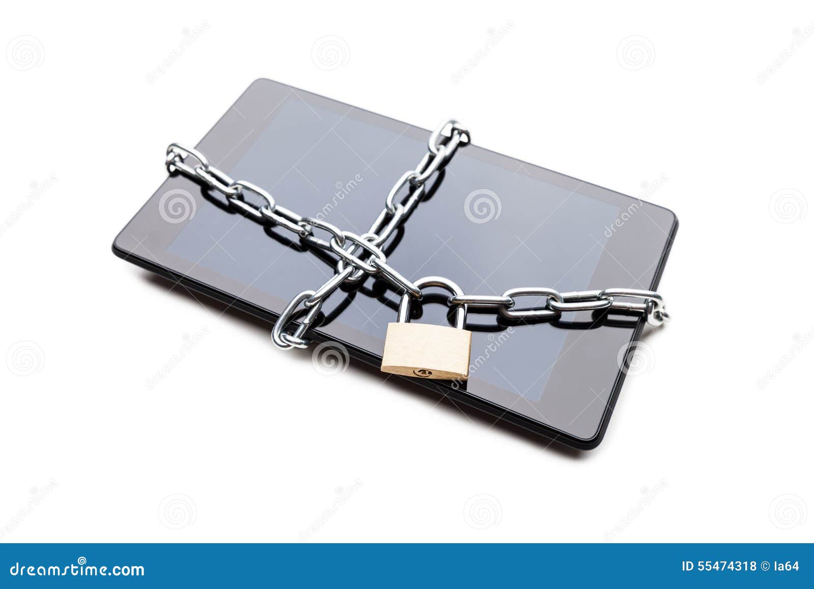 Chain Link with Padlock on Smartphone or Digital Tablet Computer Stock ...