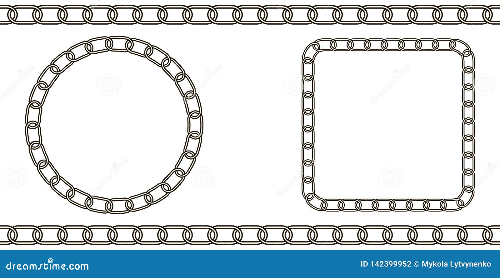 Chain Link Pattern Circle Vector and Square of Chain Stock Vector ...