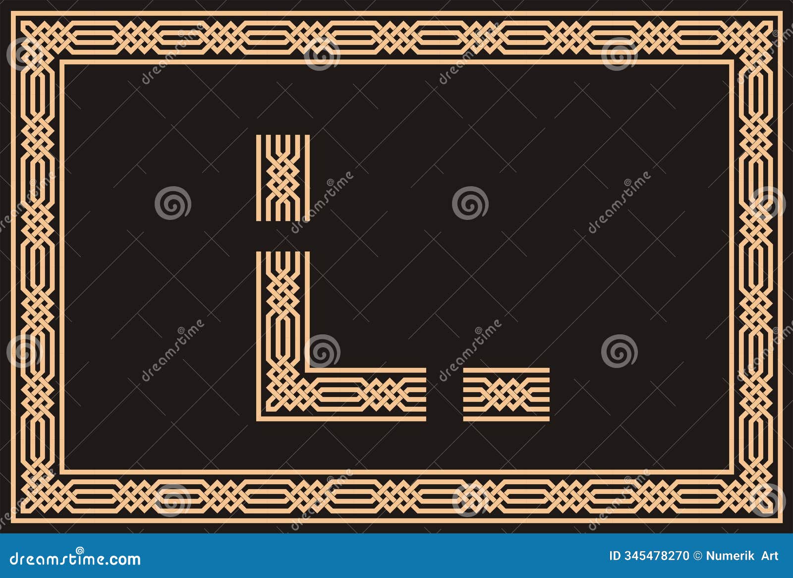 Chain Link Shape Frame Corners in Islamic Pattern. Stock Vector ...