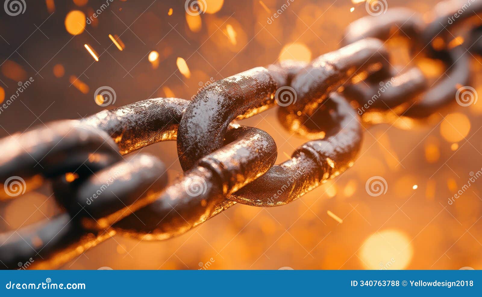 Chain Link with Sparks and Glowing Background for Strength and ...