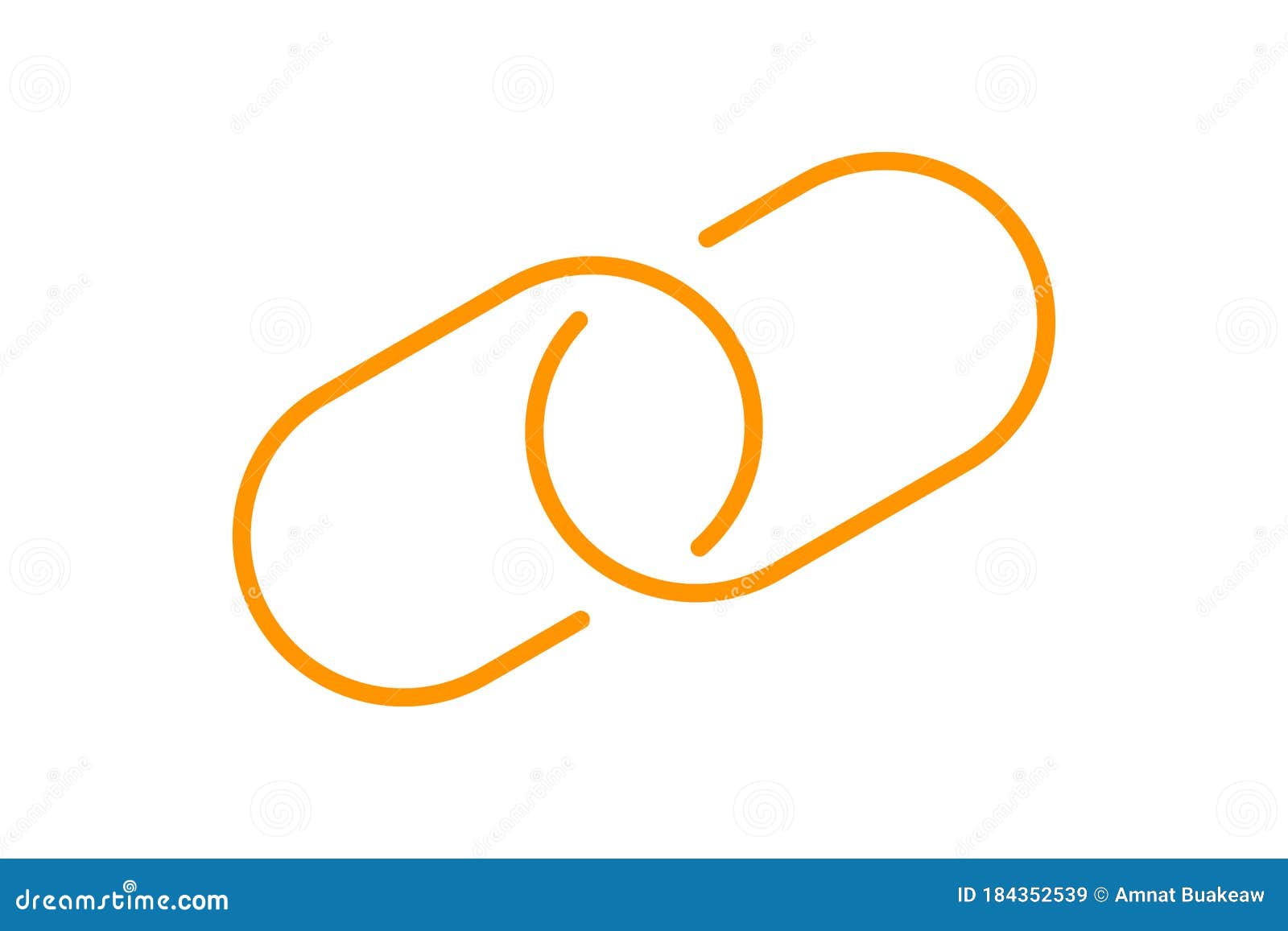Chain Link Symbol Orange for Icon, Simple Hyperlink Link Chain with ...
