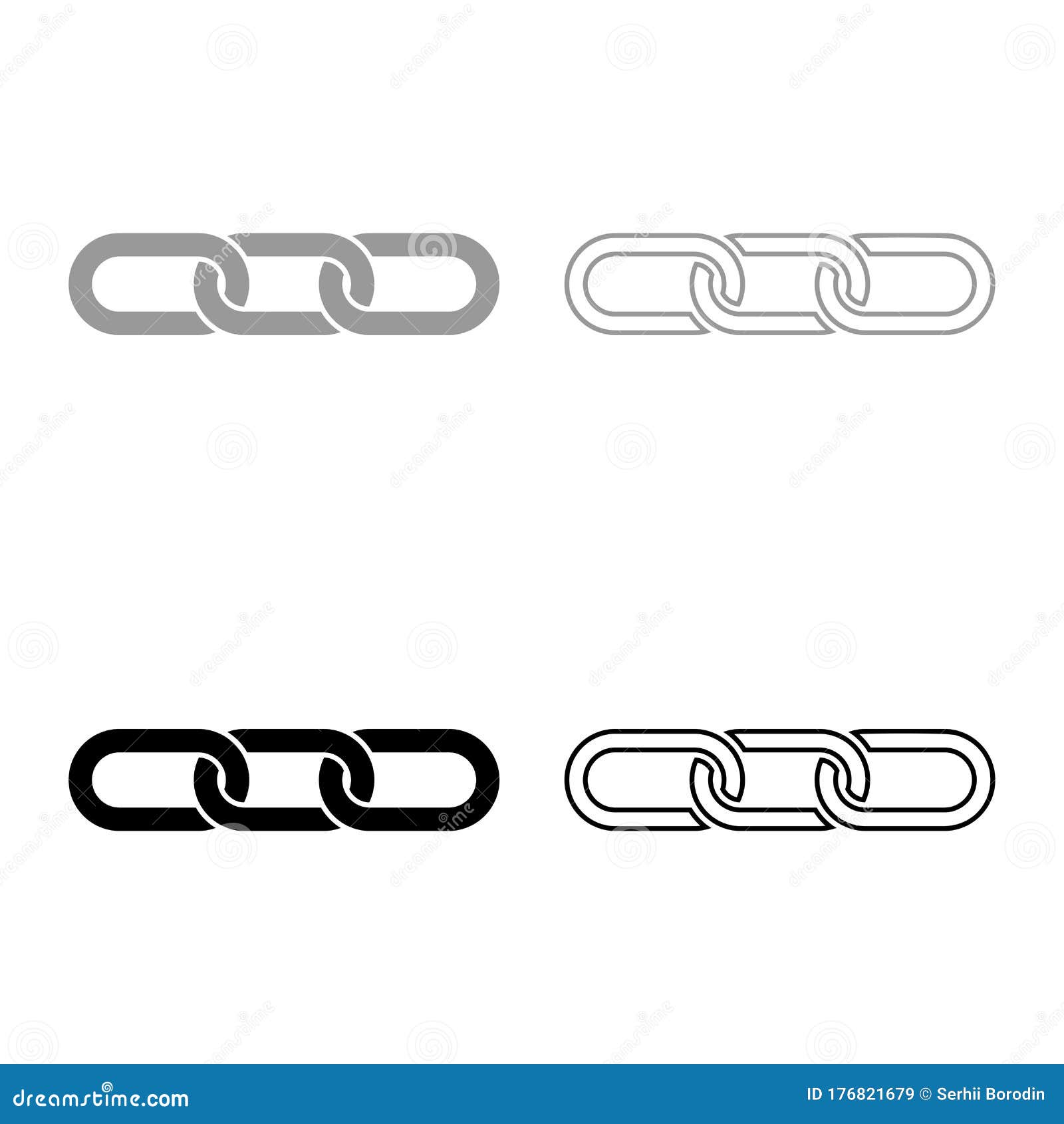 Chain Links Interlock Icon Outline Set Black Grey Color Vector ...