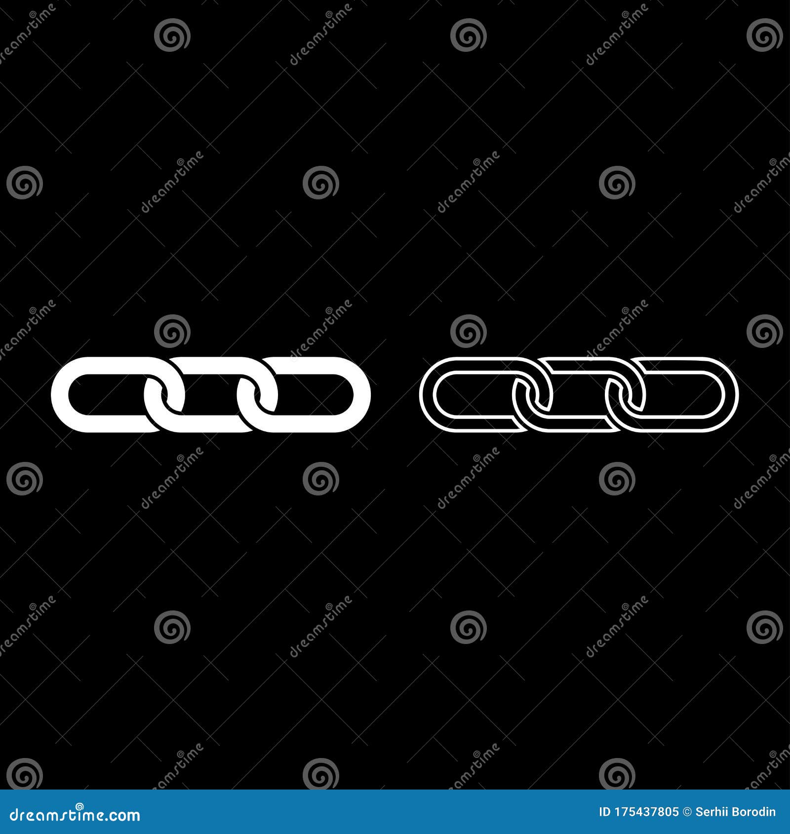 Chain Links Interlock Icon Outline Set White Color Vector Illustration ...
