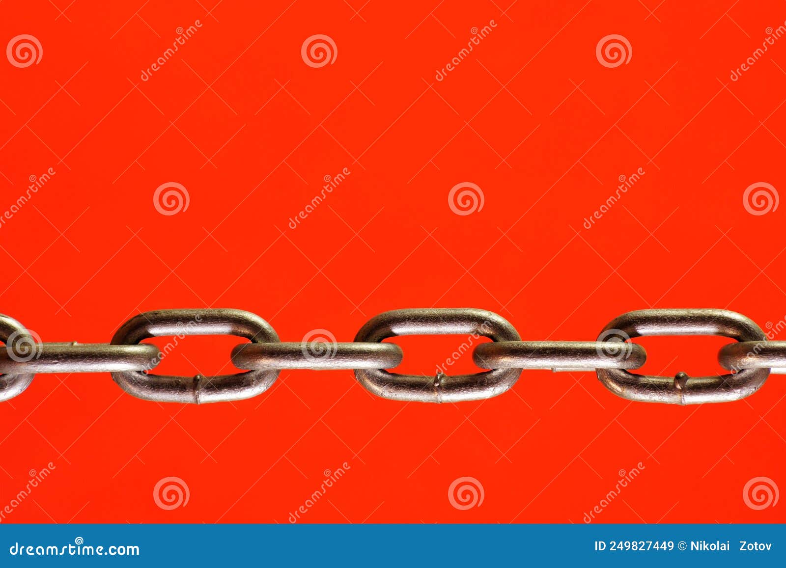 A Chain of Links is Isolated on a Red Background. Stock Image - Image ...