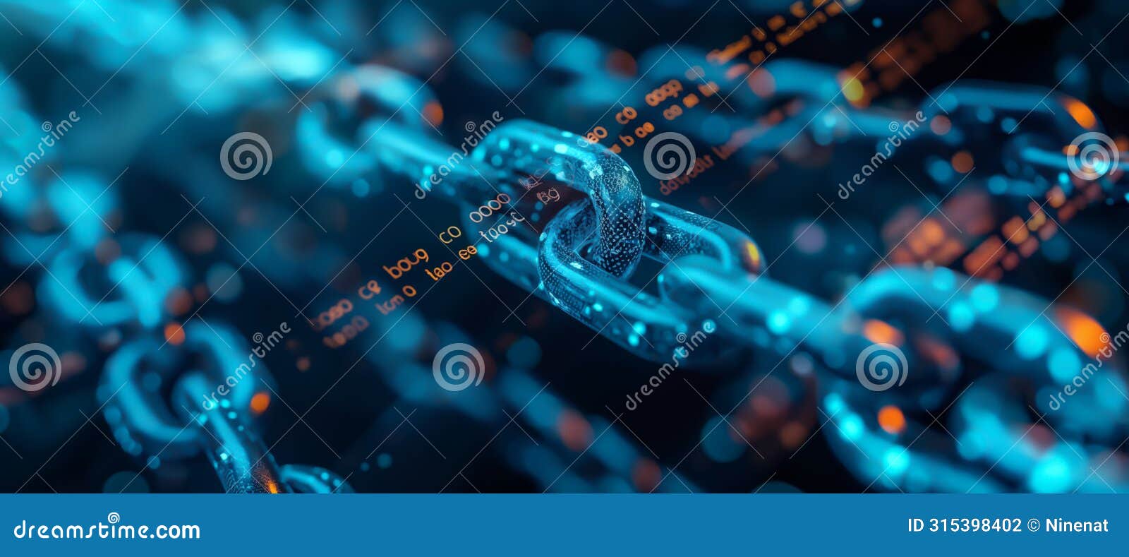 A Chain of Links with Numbers and Letters on it, Digital Chain, Block ...