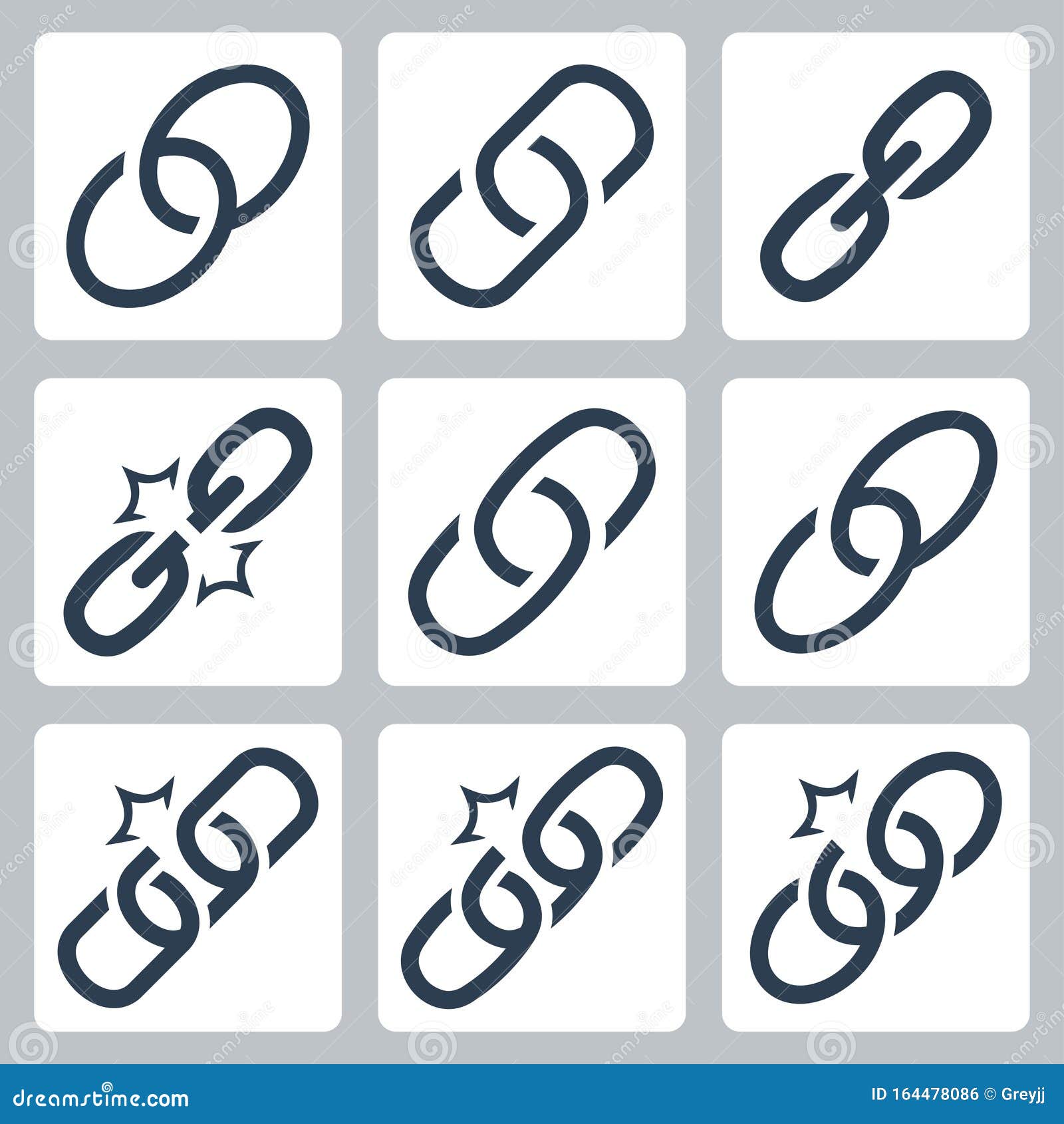 Chain Links Interlock Icon Outline Set Black Grey Color Vector ...
