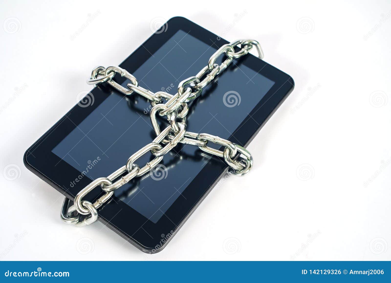 Chain Lock Around Mobile Tablet Stock Photo - Image of equipment ...