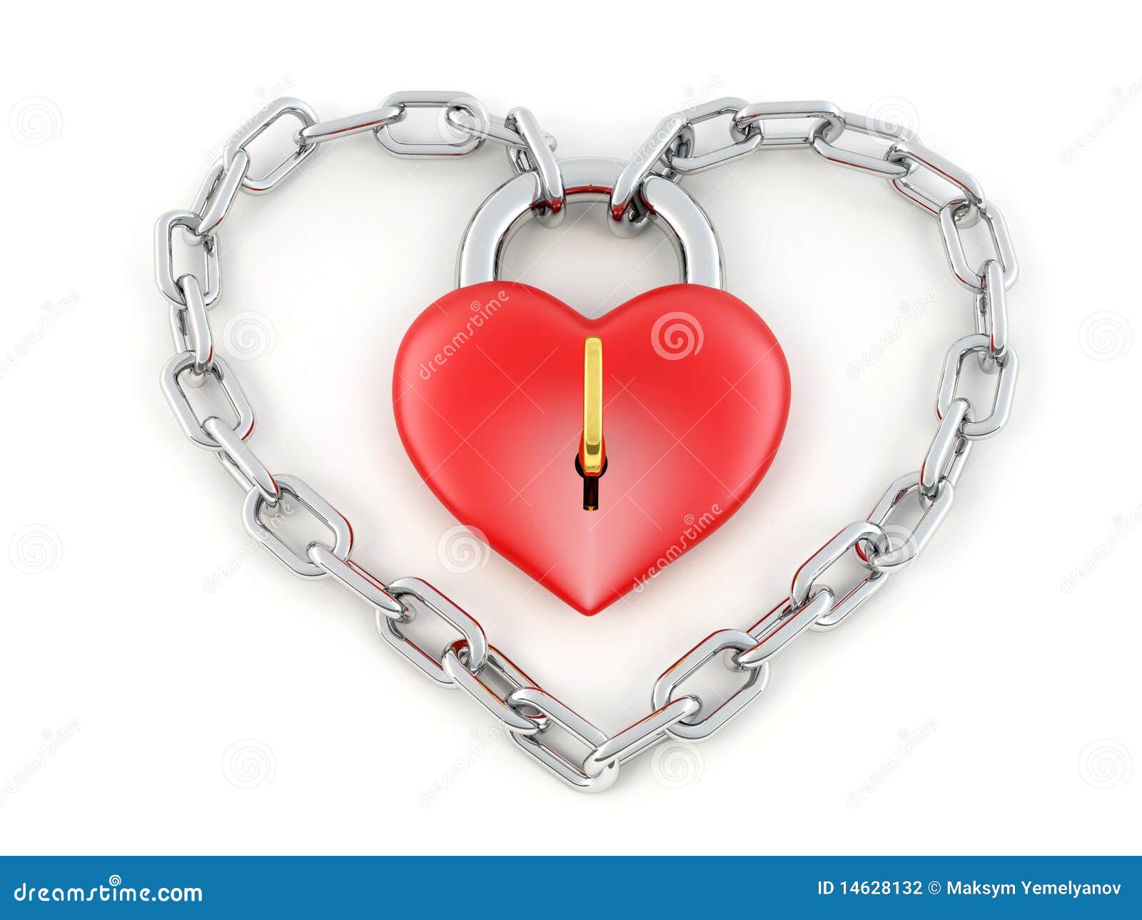 Chain with lock as heart stock illustration. Illustration of shiny ...