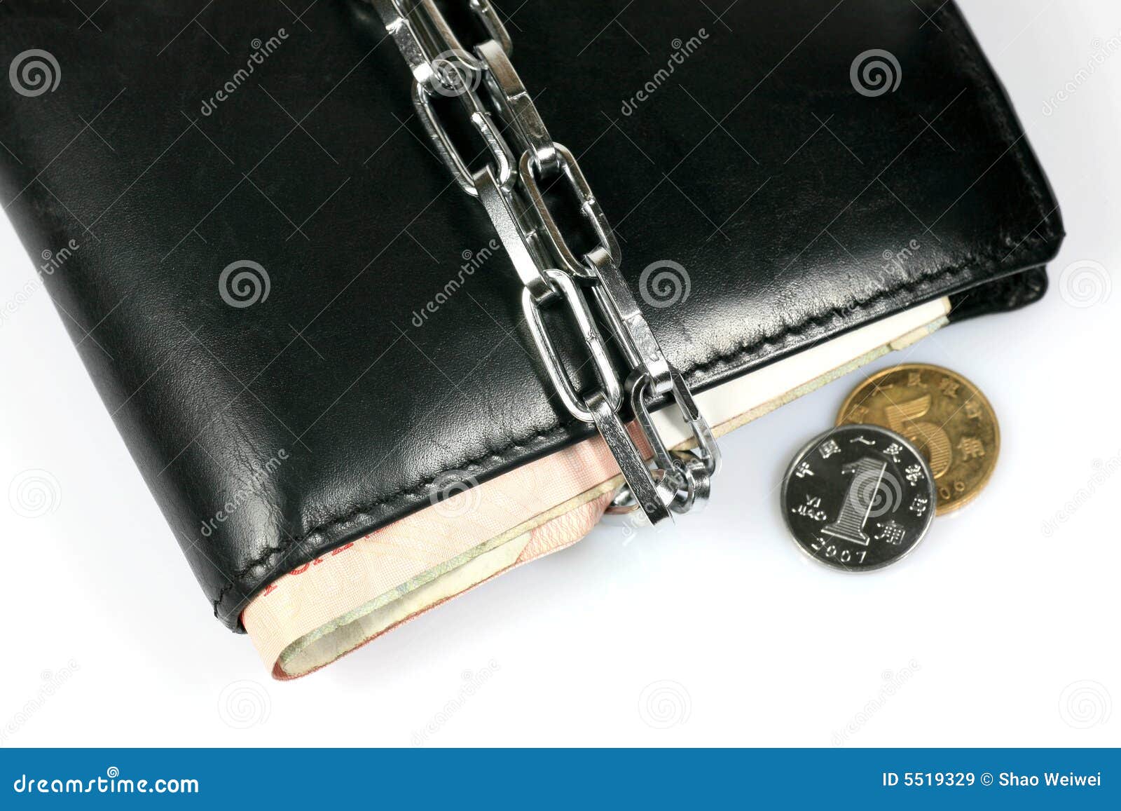 Chain Lock Bundle Up Wallet Stock Image - Image of fund, reduce: 5519329