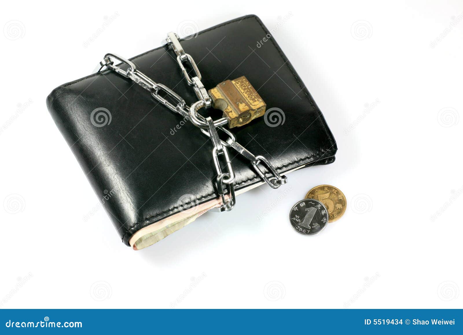 Chain Lock Bundle Up Wallet Stock Photo - Image of finance, financial ...