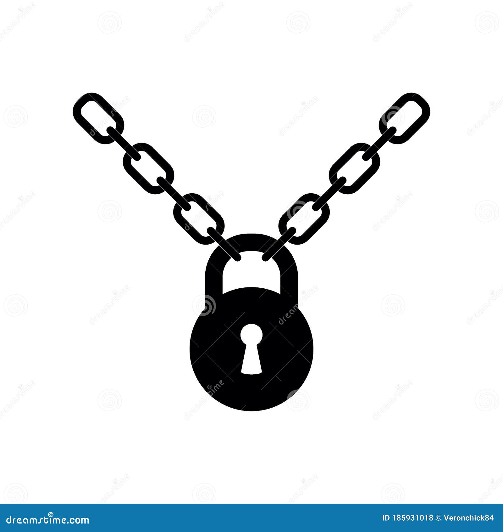 Chain with Lock Icon. Security Icon Stock Vector - Illustration of ...