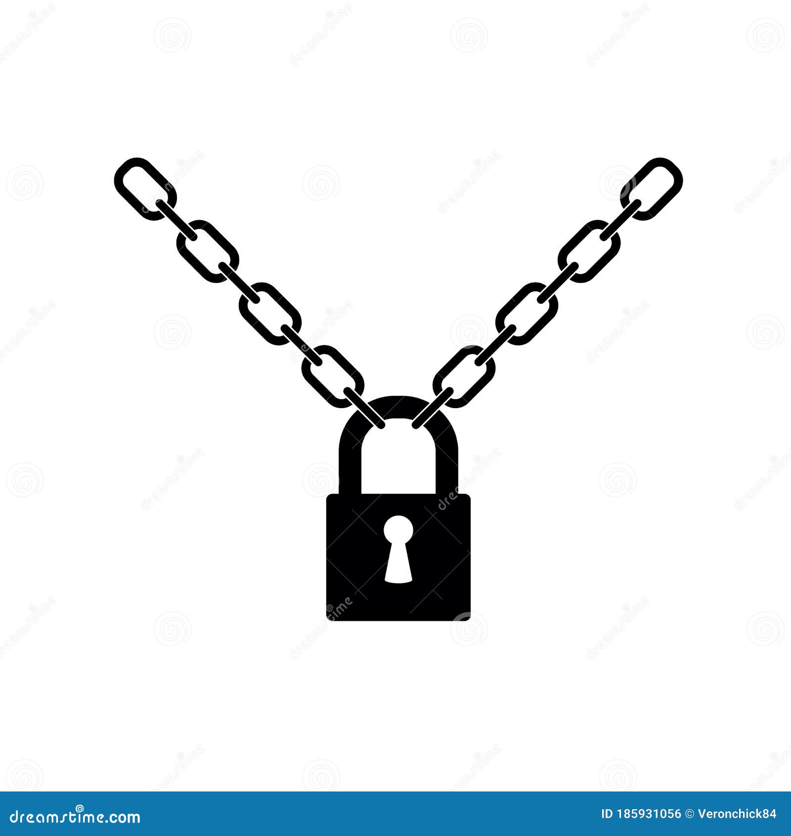 Chain with Lock Icon. Security Icon Stock Vector - Illustration of ...