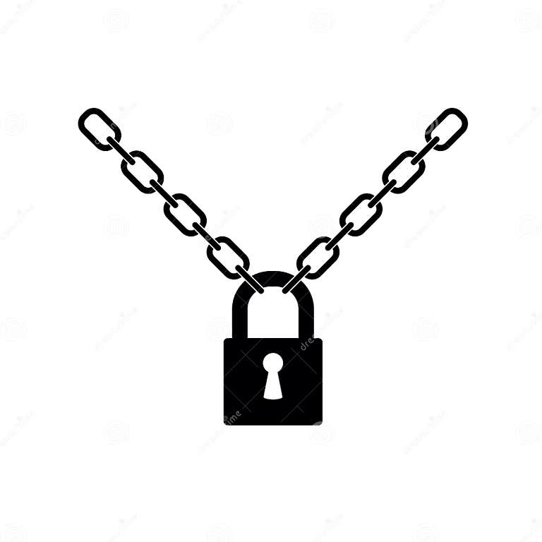 Chain with Lock Icon. Security Icon Stock Vector - Illustration of ...