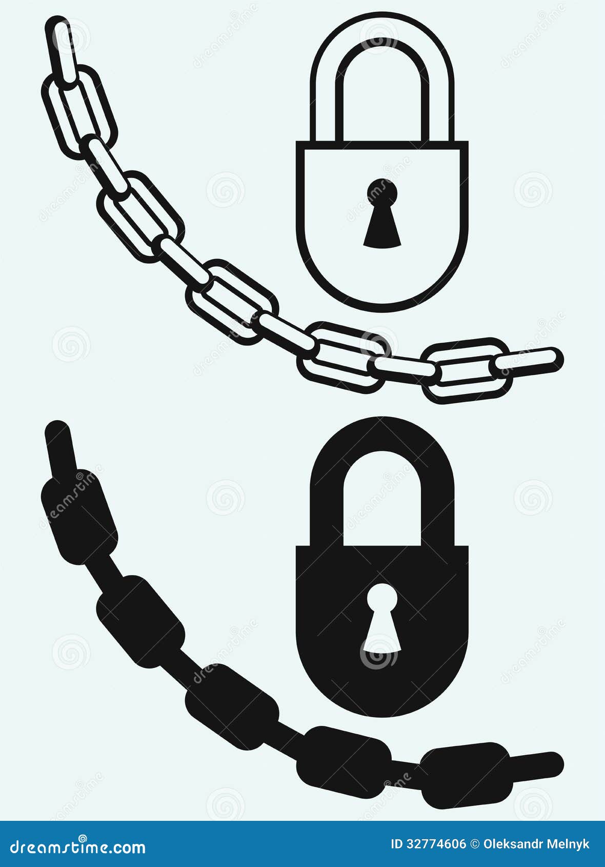 Chain and lock stock vector. Illustration of lock, item - 32774606