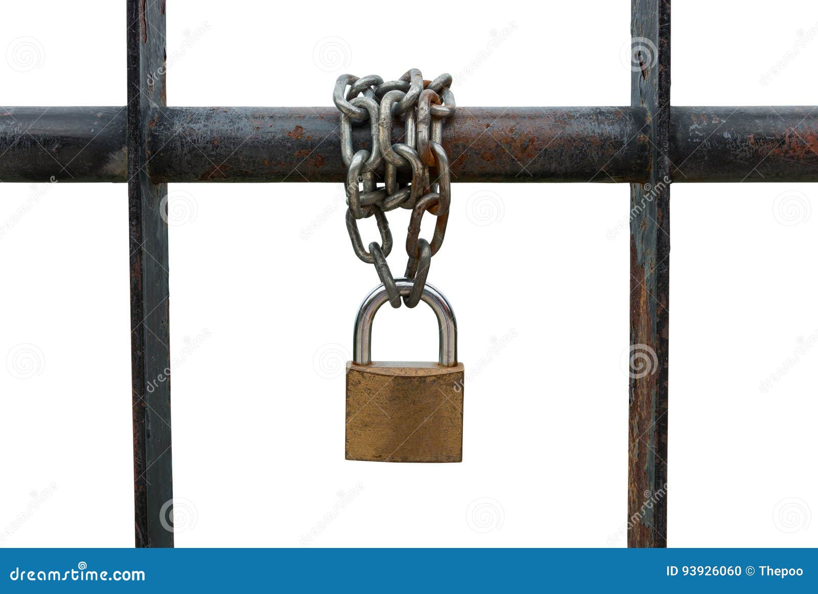 Chain Lock Isolated on White Stock Photo - Image of link, security ...