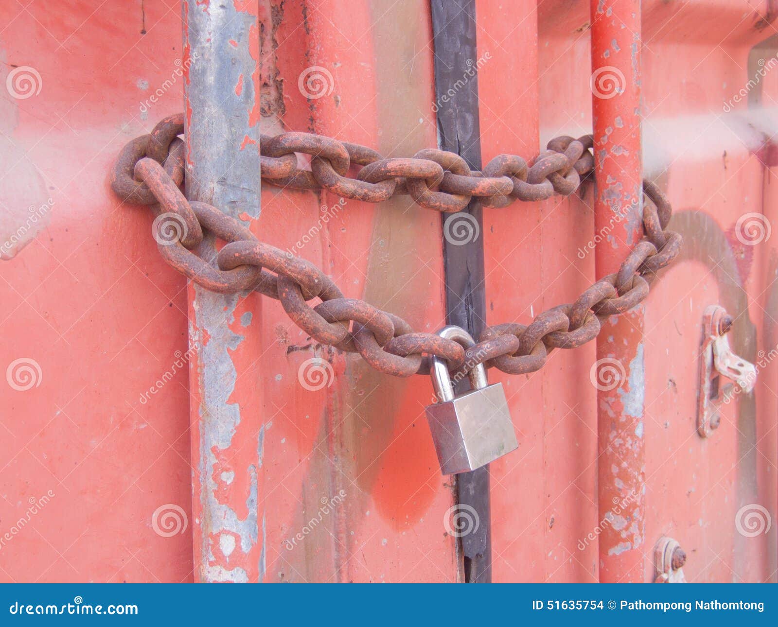 Chain Lock Shipping Container Stock Photo - Image of metal, security ...