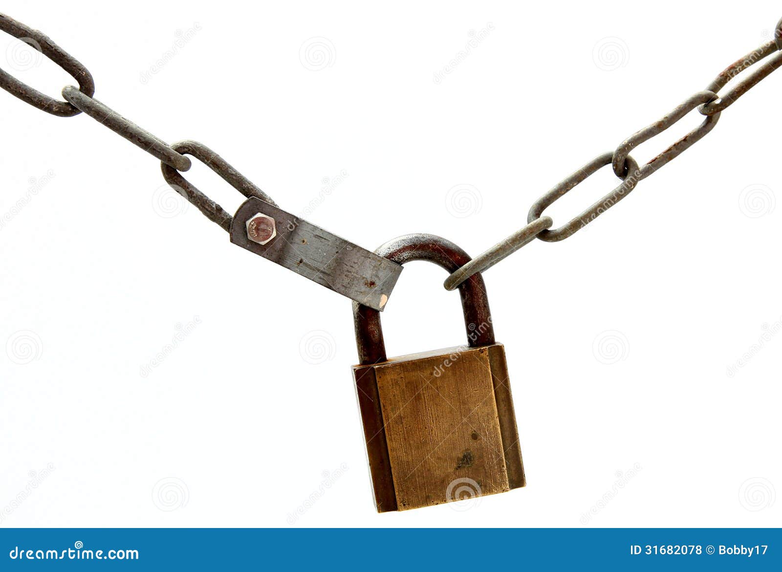 Chain with lock stock photo. Image of loop, white, engage - 31682078