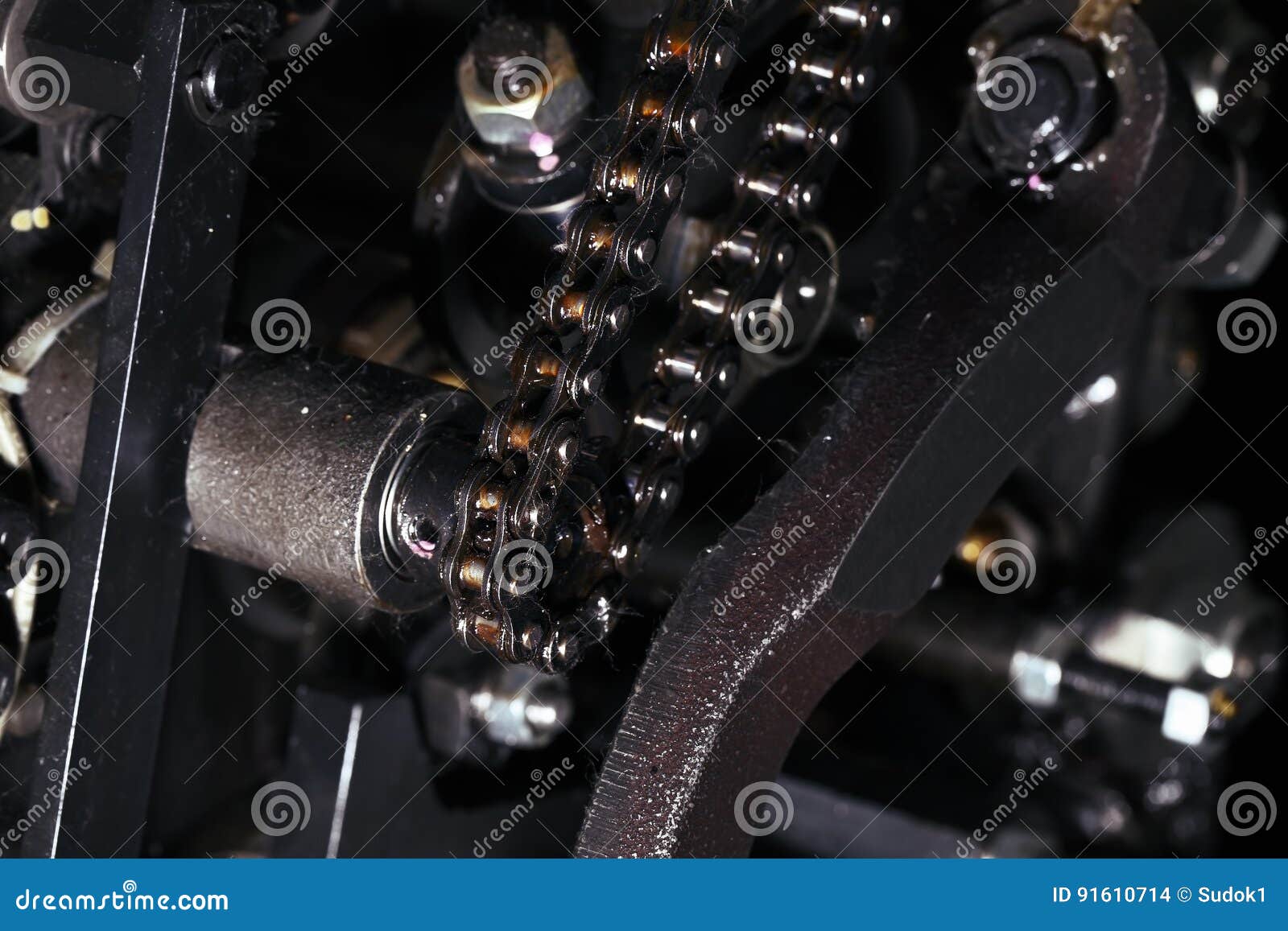 Chain Mechanism in the Engine Stock Photo - Image of gear, metal: 91610714
