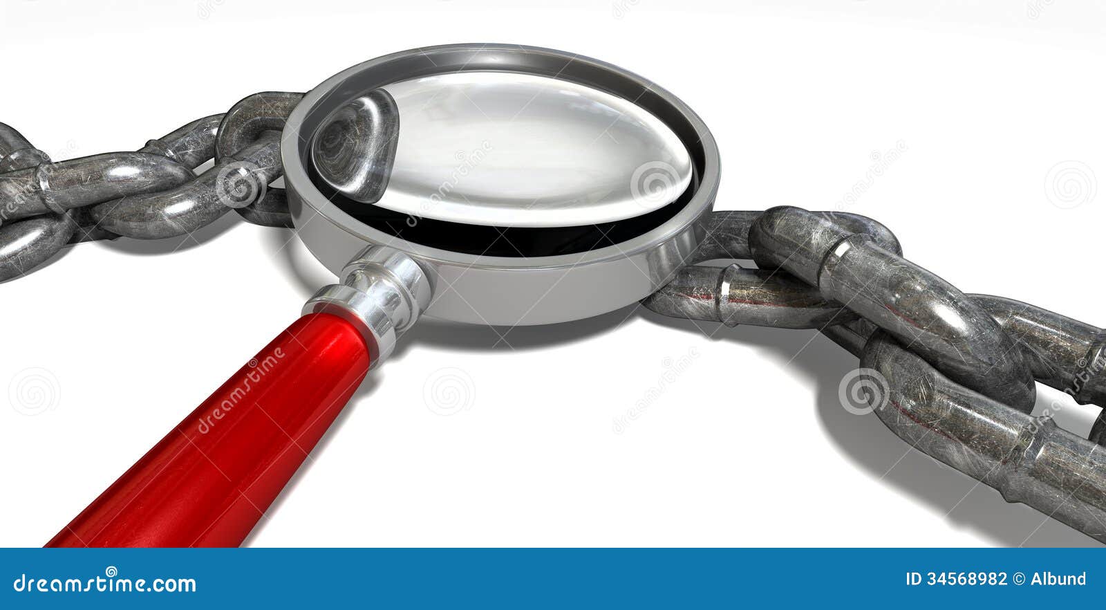 Chain Missing Link Magnifying Glass Stock Illustration - Illustration ...
