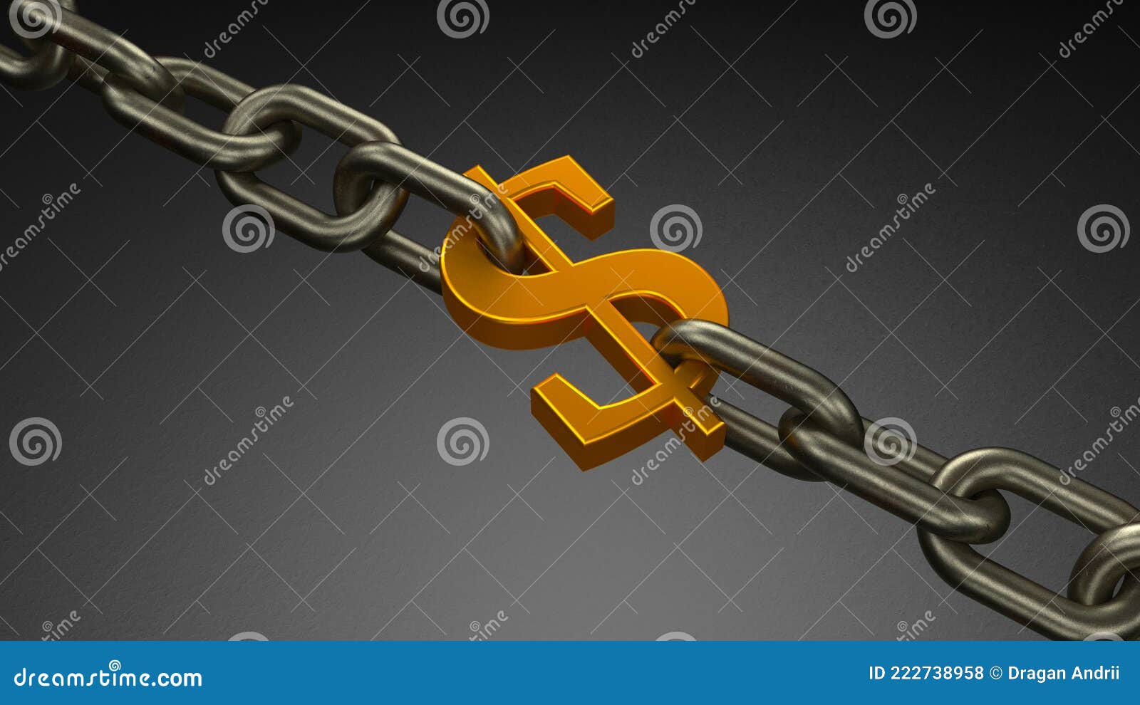 Chain and One Link in the Form of a Dollar Sign. Dollar Debt ...