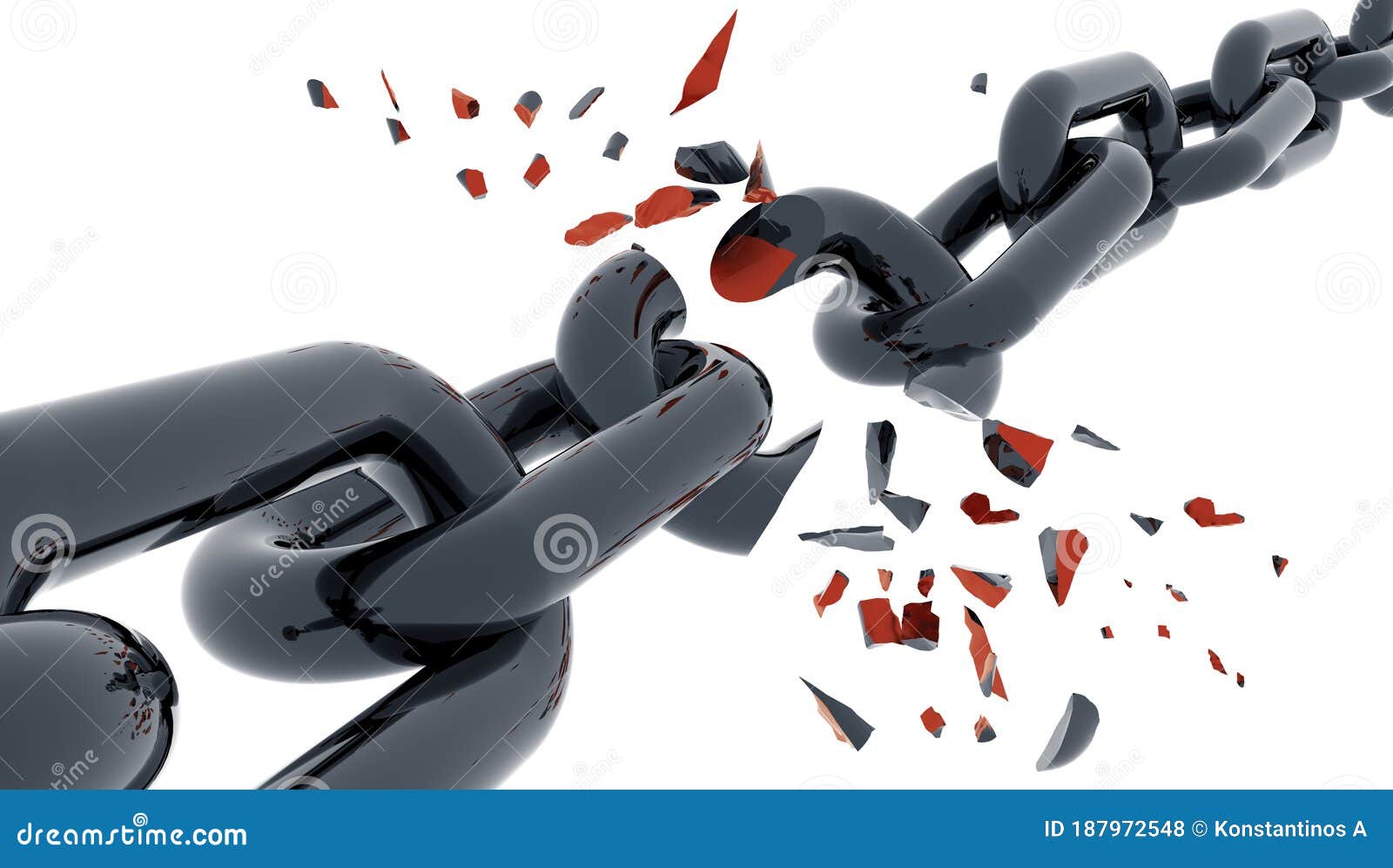 Chain Open Break Shattered Isolated in White - 3d Rendering Stock ...