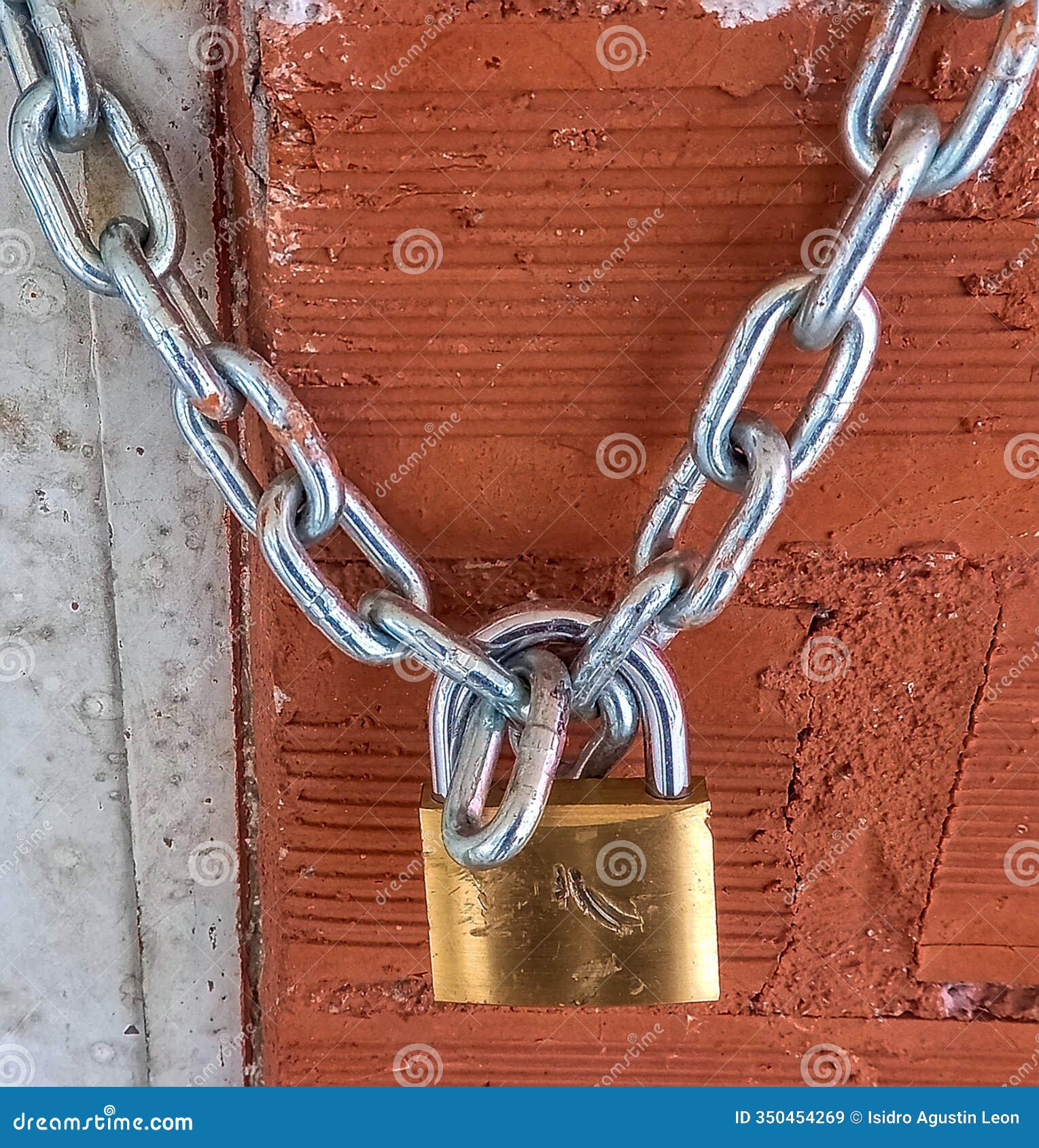 Chain with padlock stock image. Image of metal, aged - 350454269