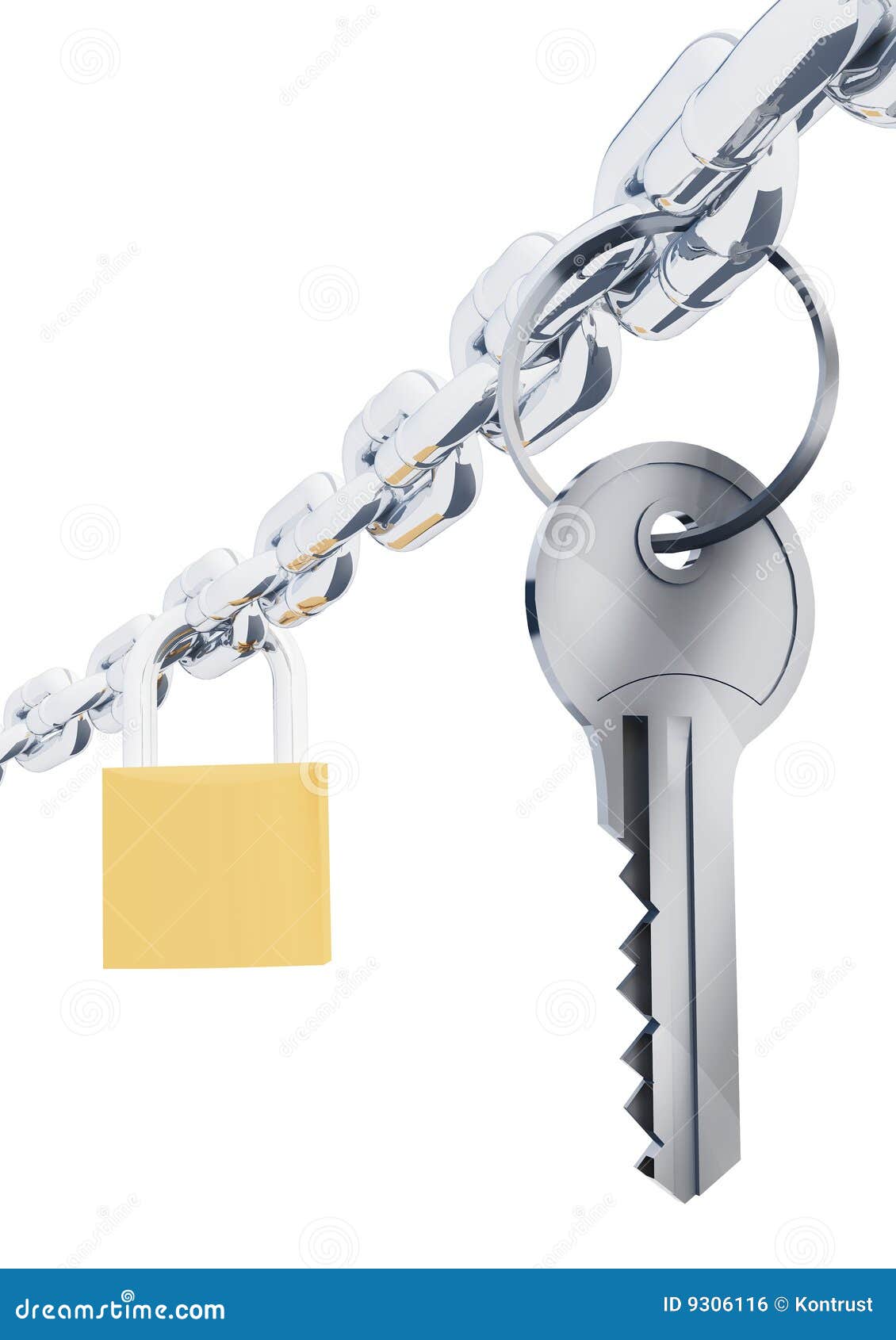 Chain padlock and a key stock illustration. Illustration of encryption ...